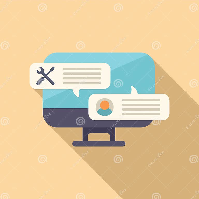 Online Computer Chat Assistance Icon Flat Vector. Support Help Stock ...