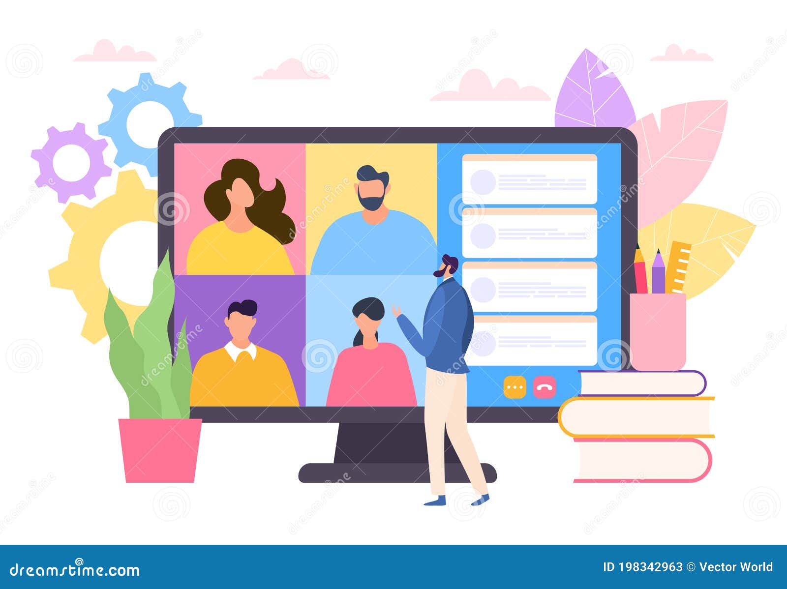 Online Computer Conference, Internet Video Communication Vector ...