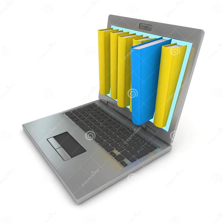 Online computer library stock illustration. Illustration of internet ...