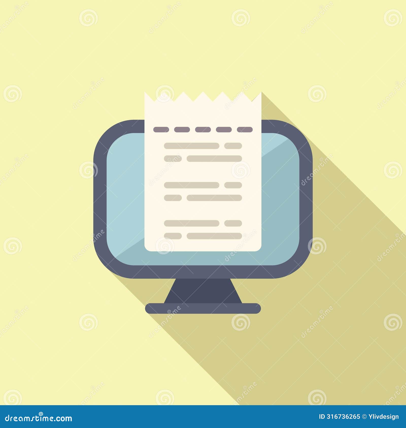 Online Computer Payment Bill Icon Flat Vector. Tax Form Receipt Stock ...