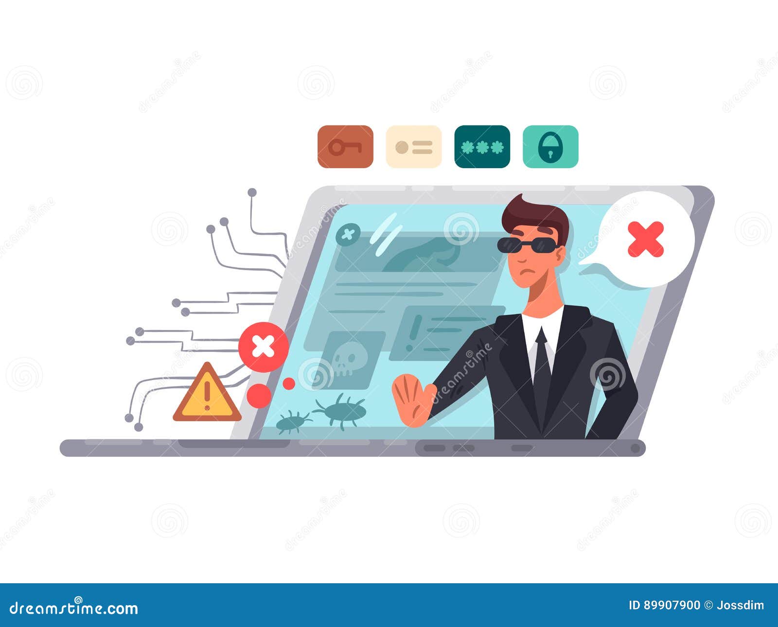 Online computer security stock vector. Illustration of antivirus - 89907900