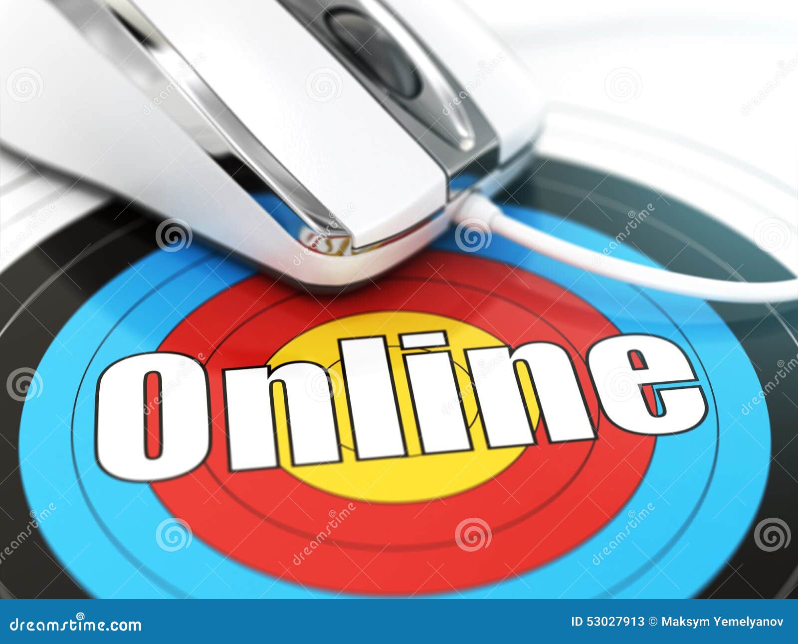 Online Concept. Mouse on the Target with Text Stock Illustration ...