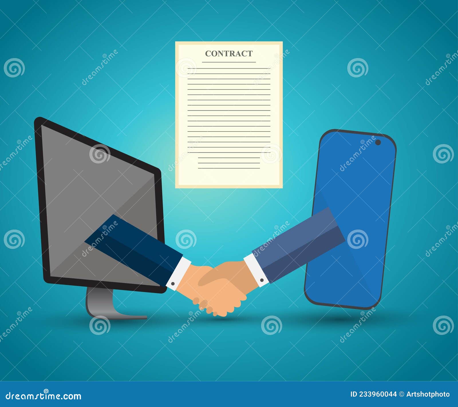 Online Conclusion of an Electronic Contract Stock Vector - Illustration ...