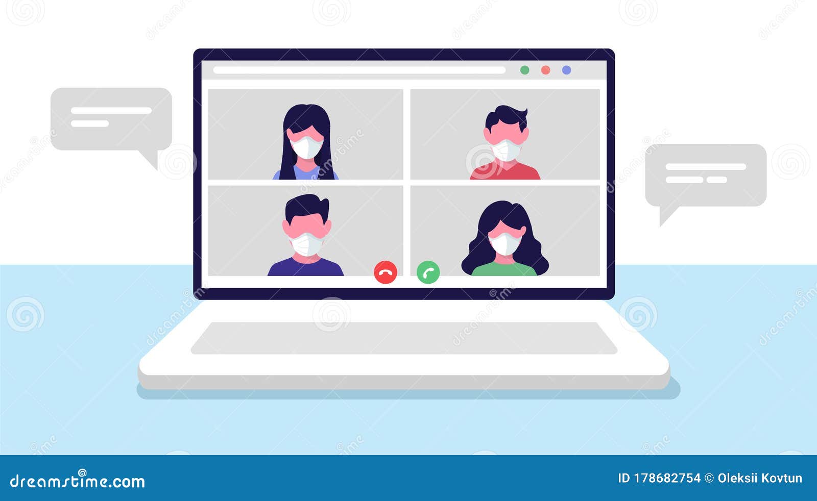 Conference Call And Remote Meeting Concept. Co-workers Speaking And ...