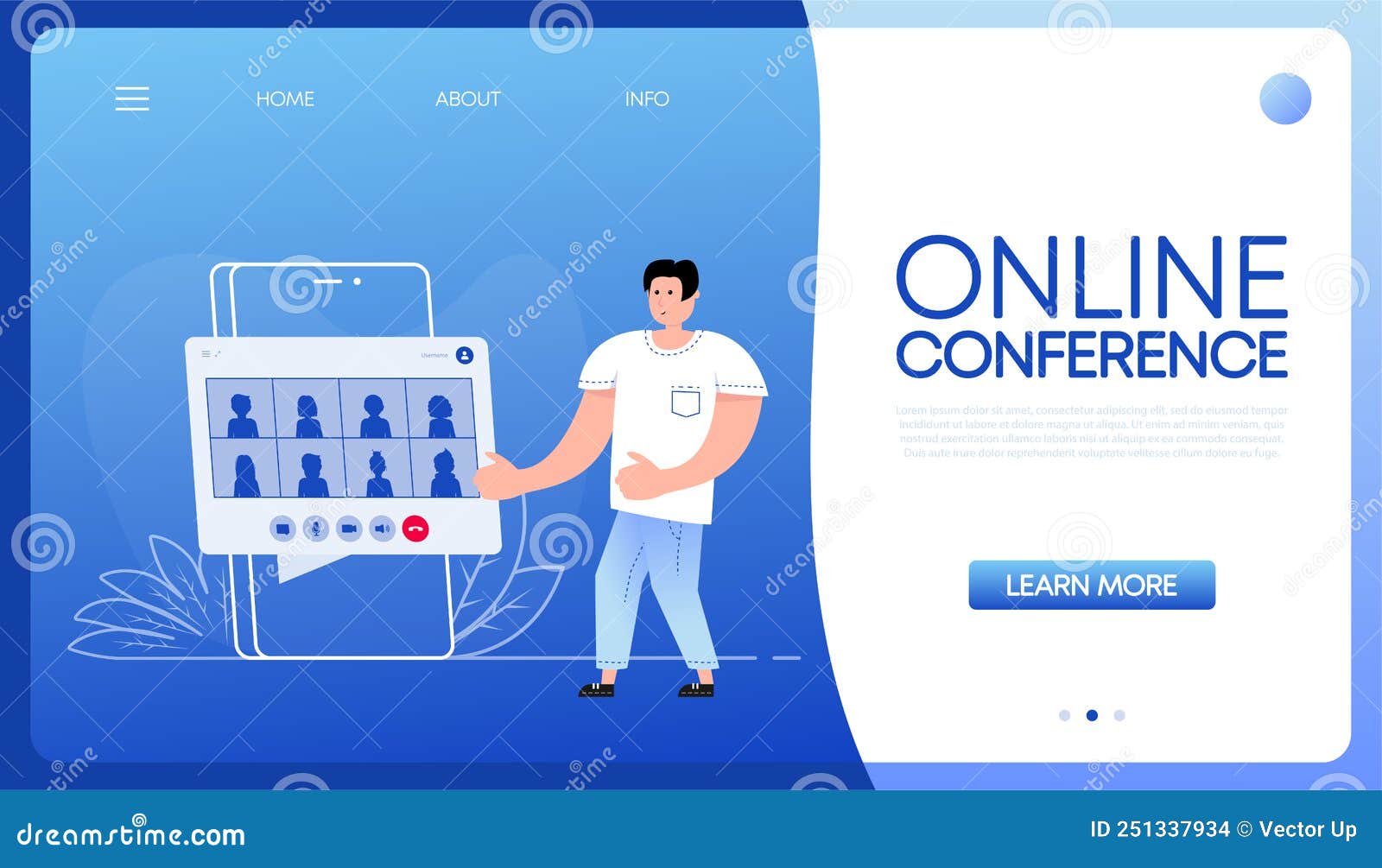 Online Conference People. Flat Vector Illustration. Vector Illustration ...