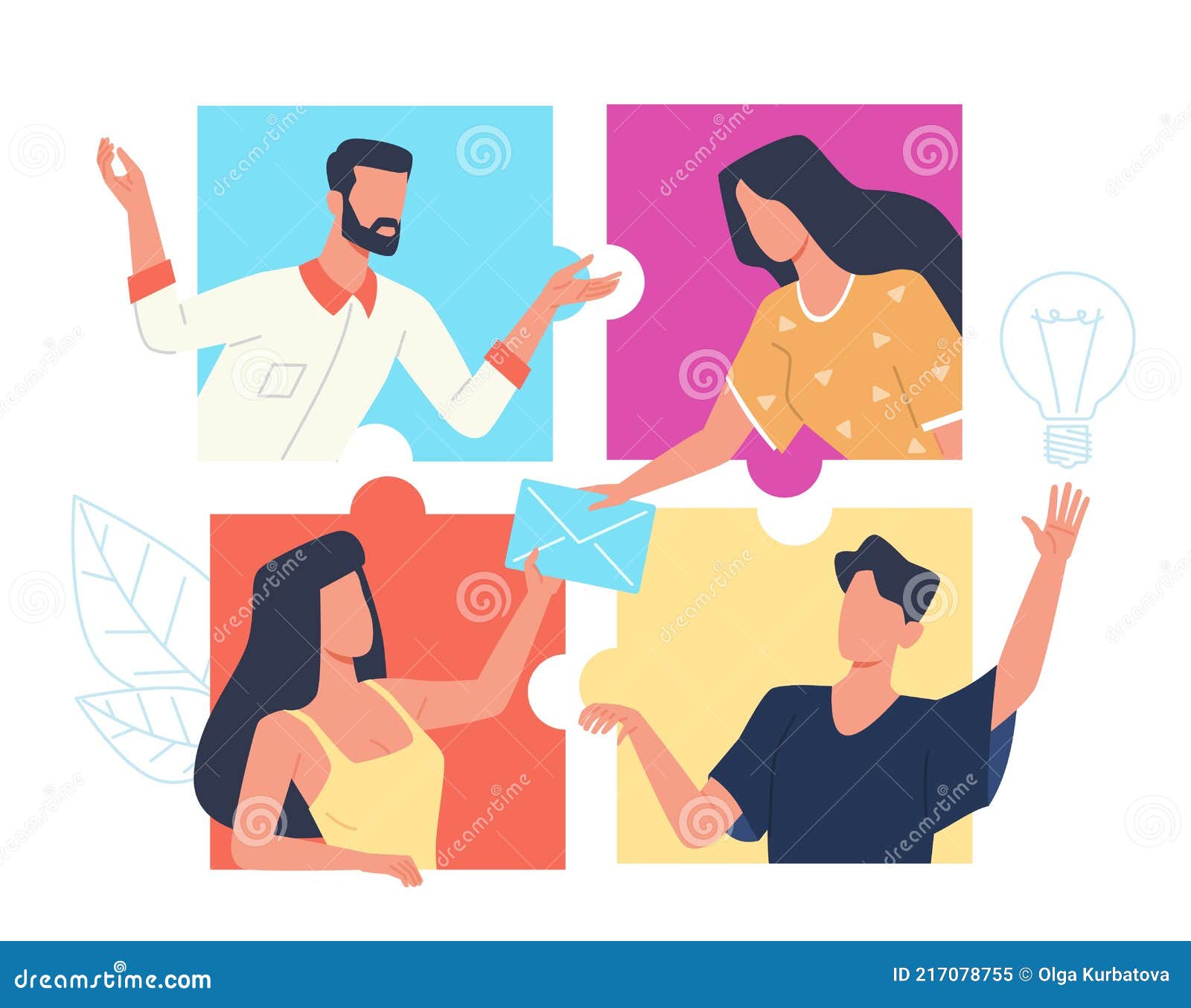 Online Connect Puzzle. Partnership Web Technology, People Group Work ...