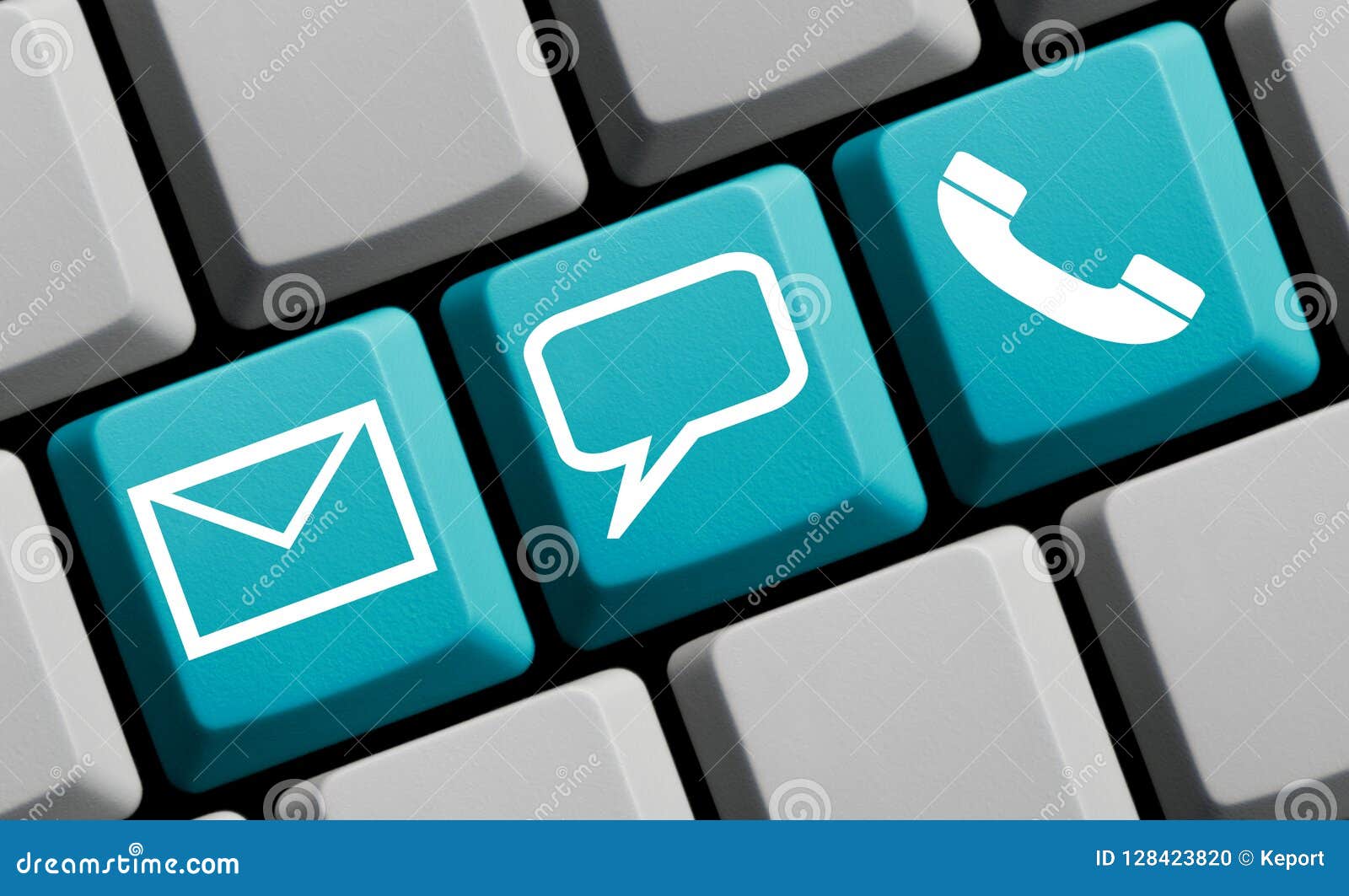 Online Contact Icons on Keyboard Stock Photo - Image of banner, hotline ...