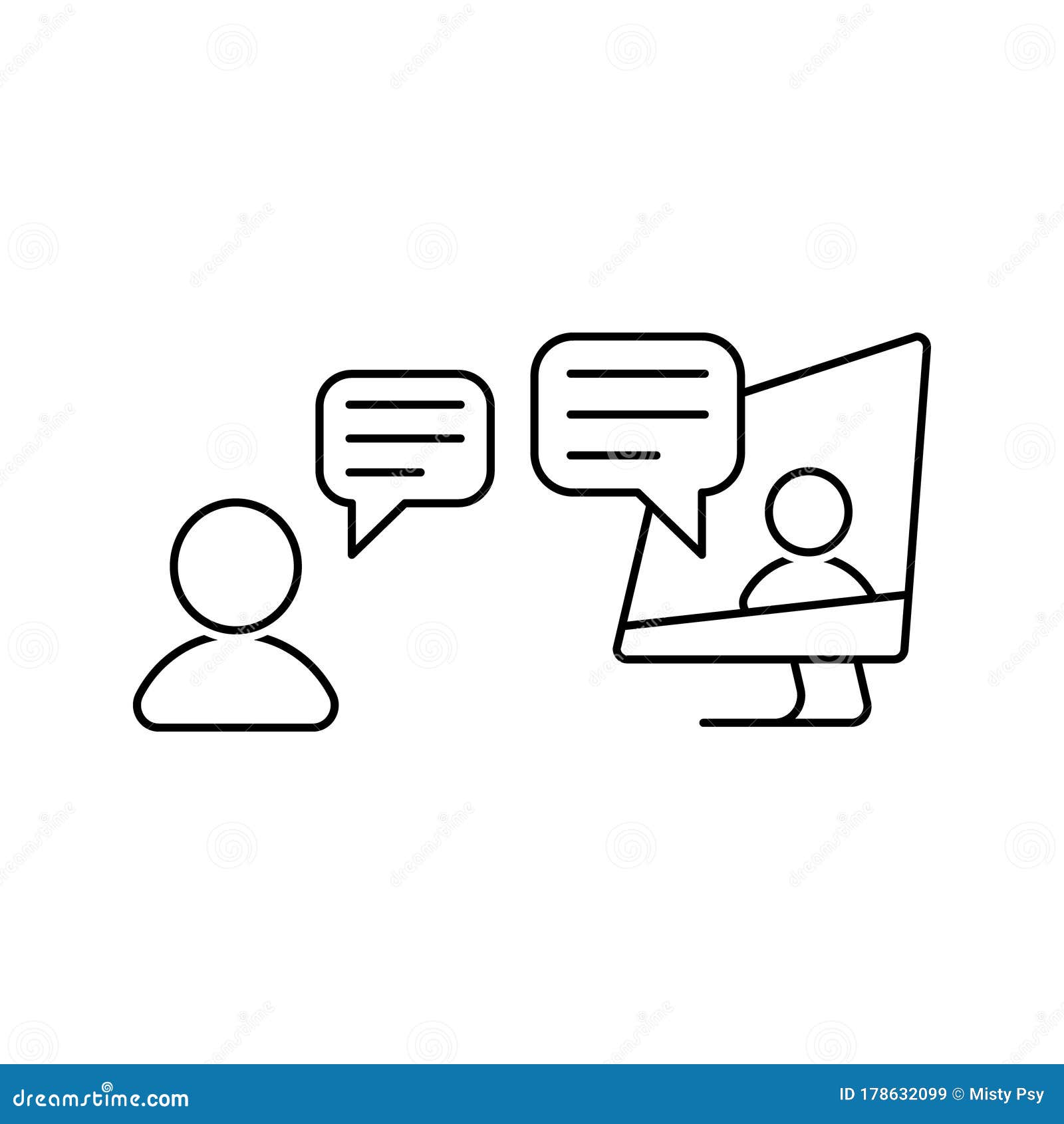 Online Conversation Vector Icon. People Talking Via Internet at Home ...