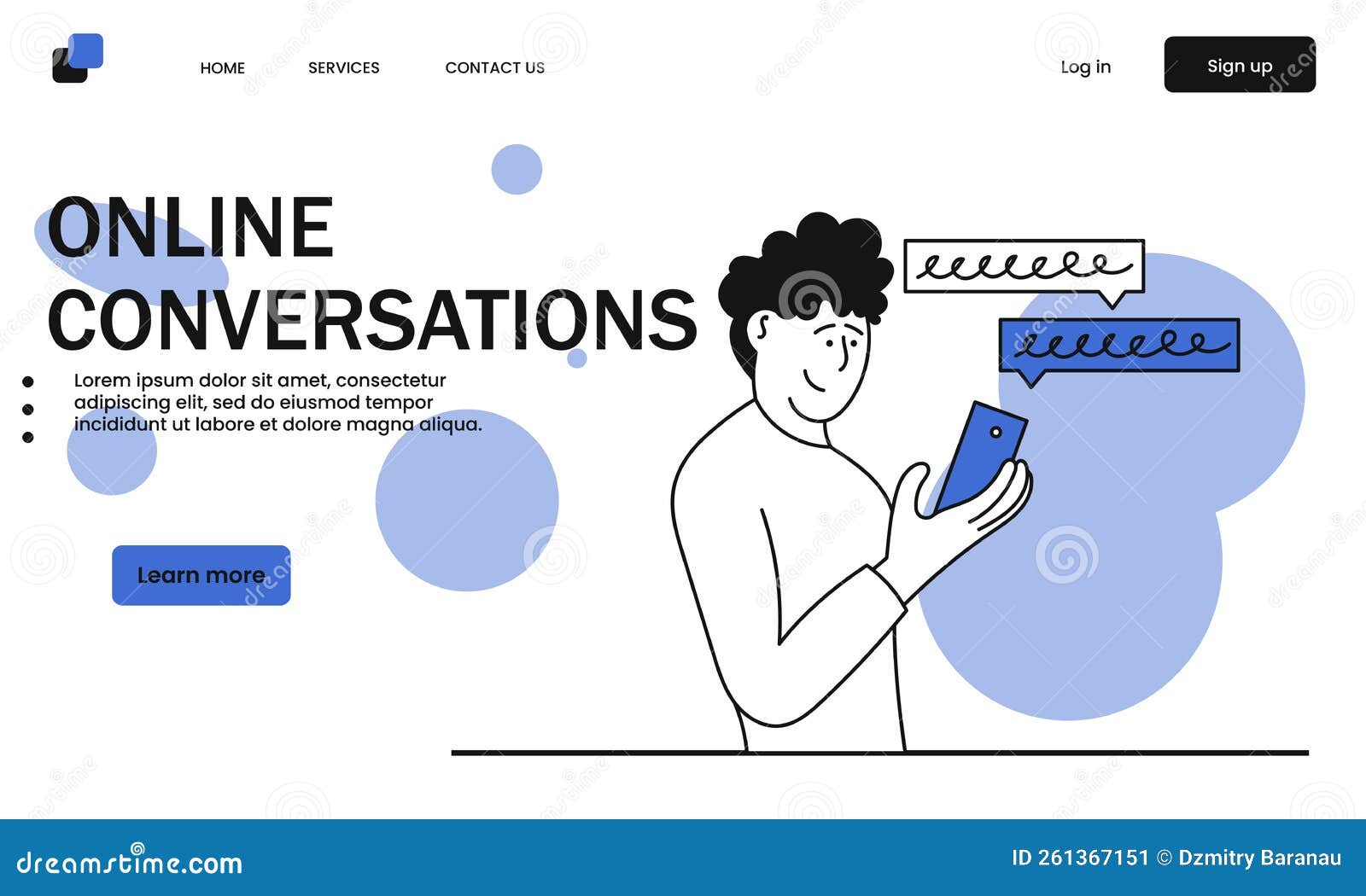 Online Conversations and Man Chatting on Mobile Vector Illustration ...