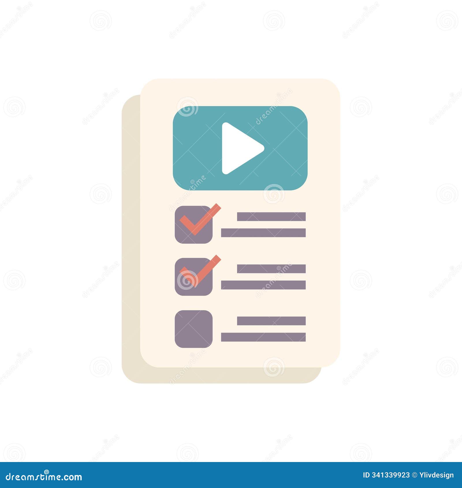 Online Course Checklist Showing Video with Play Button and Check Marks ...