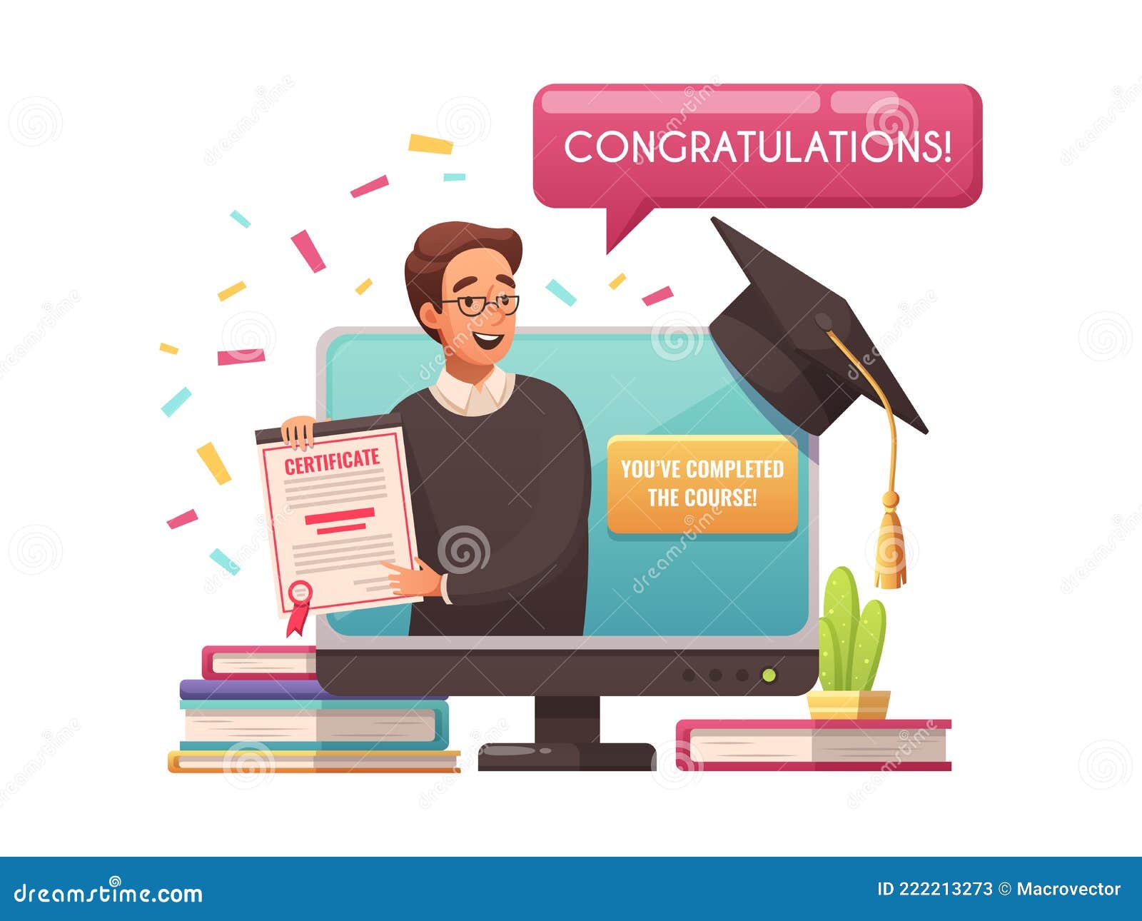 Online Course Composition stock vector. Illustration of certificate ...
