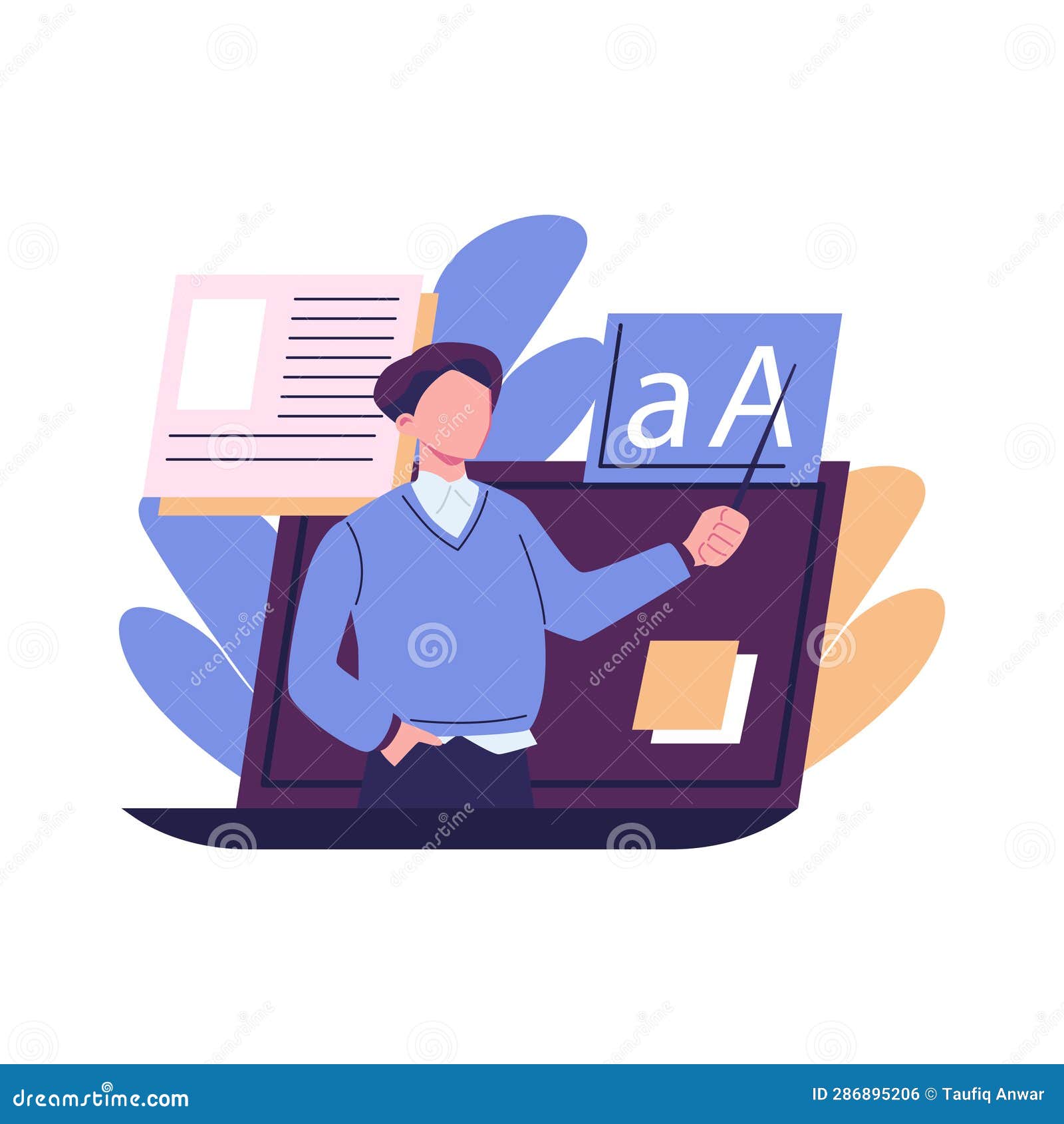 Online Course Concept, Flat Vector Illustration Stock Illustration ...