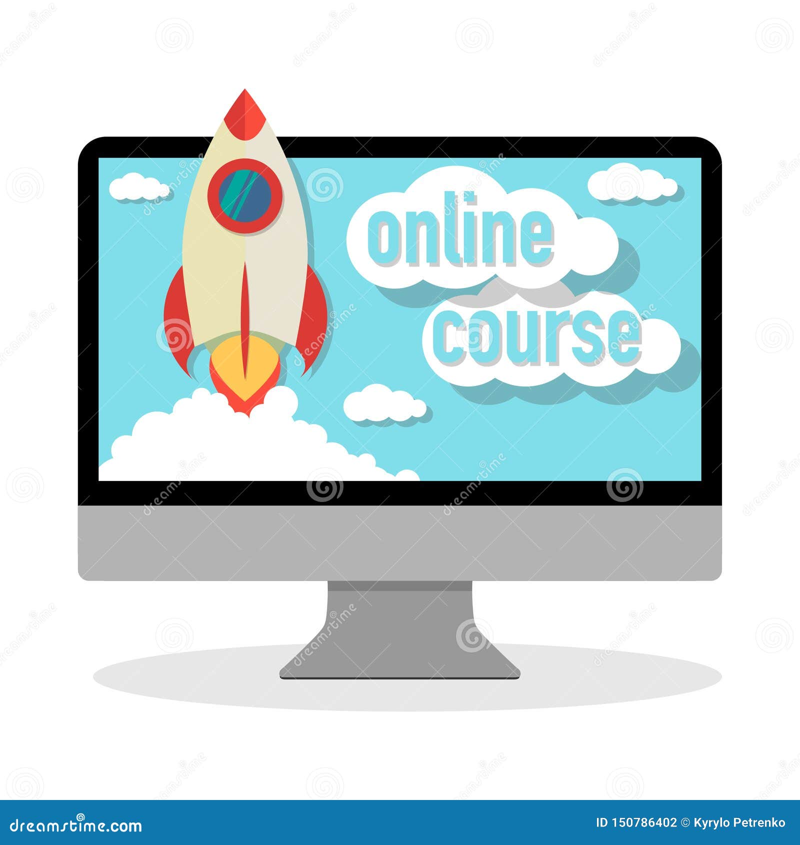 Online Course E-learning Computer with Rocket Launching Stock Vector ... Online Course E-learning Computer with Rocket Launching Stock Vector ...