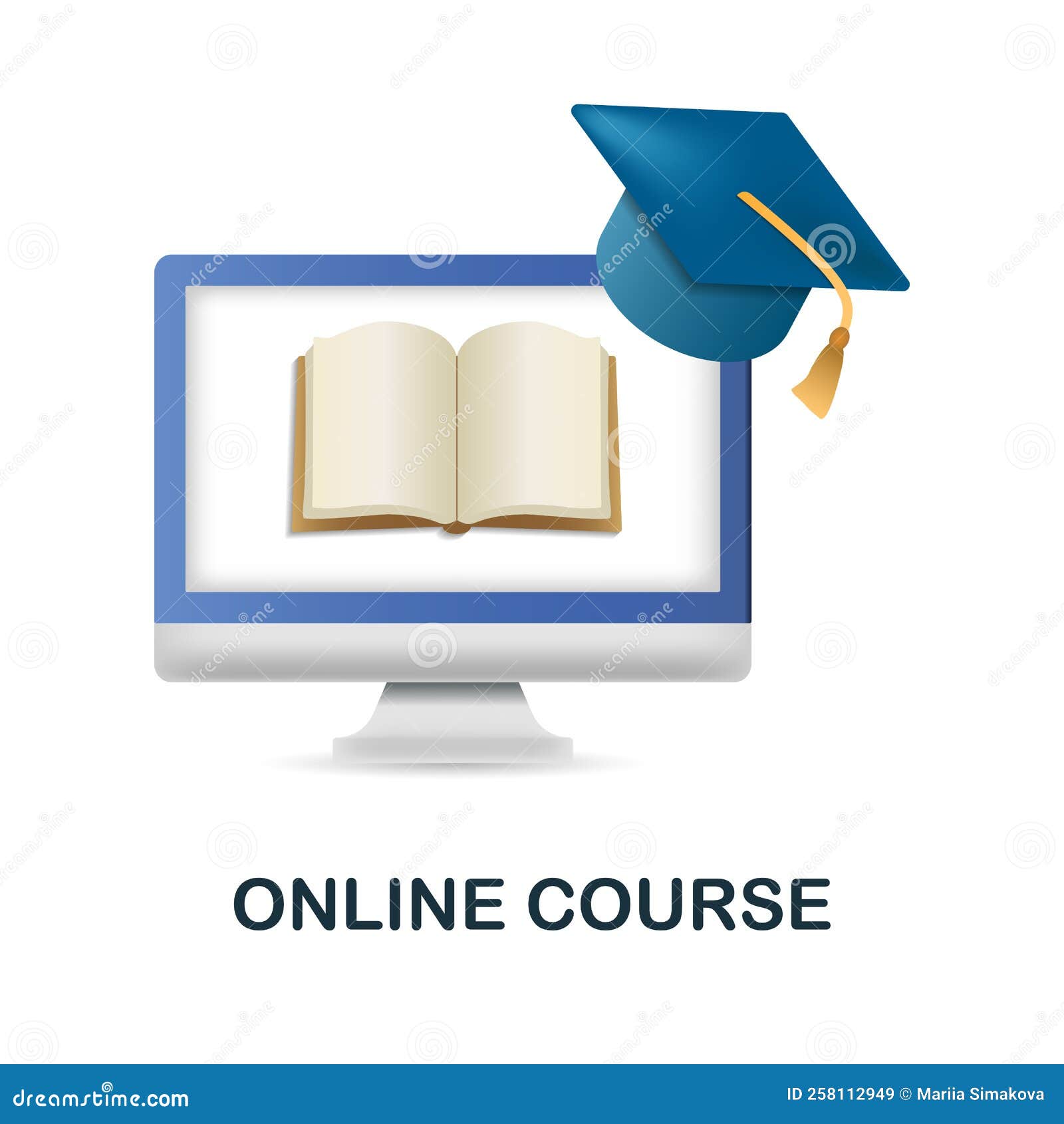 Online Course Icon. 3d Illustration from E-learning Collection ... Online Course Icon. 3d Illustration from E-learning Collection ...