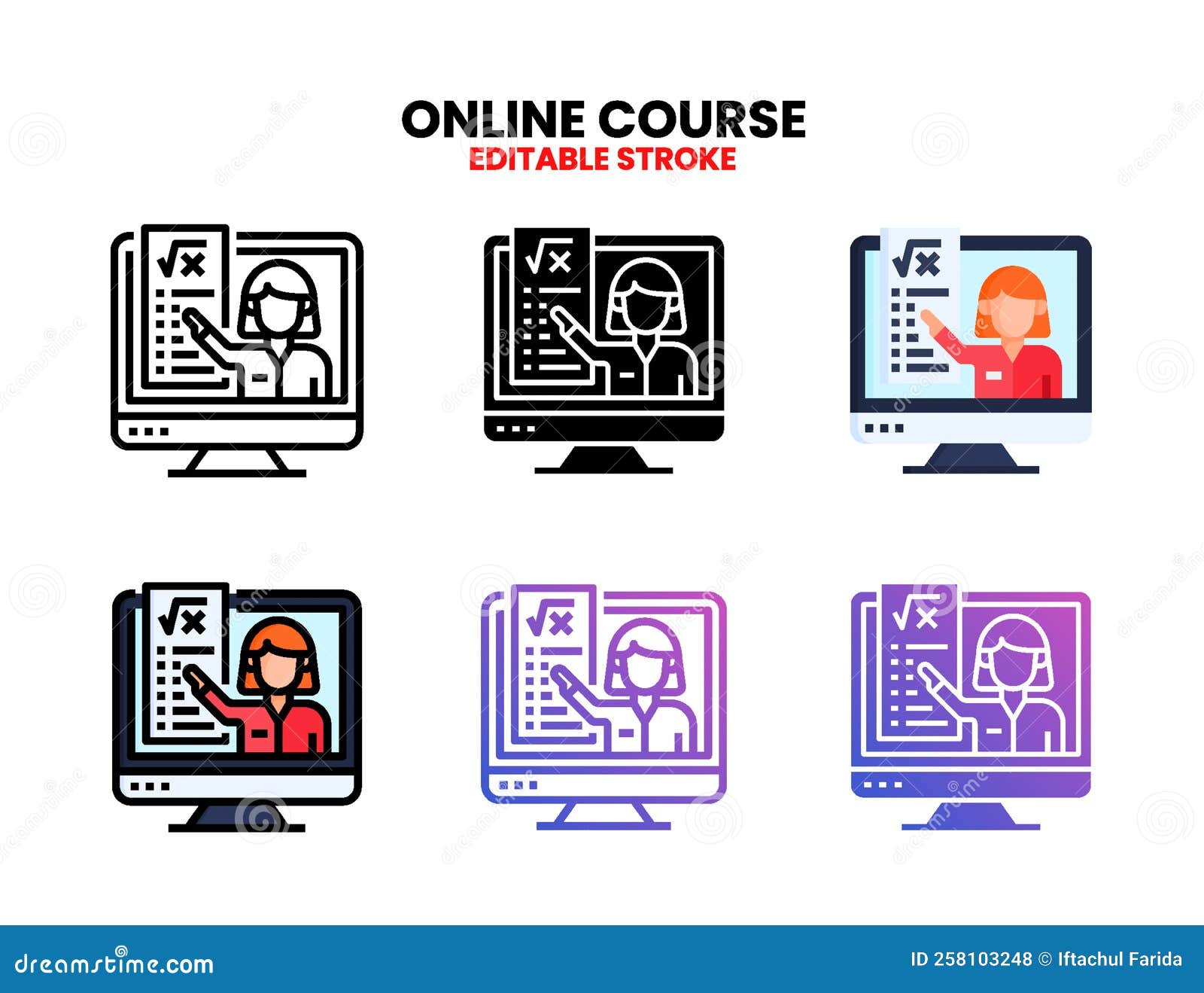 Online Course Icon Set with Different Styles. Stock Vector ...