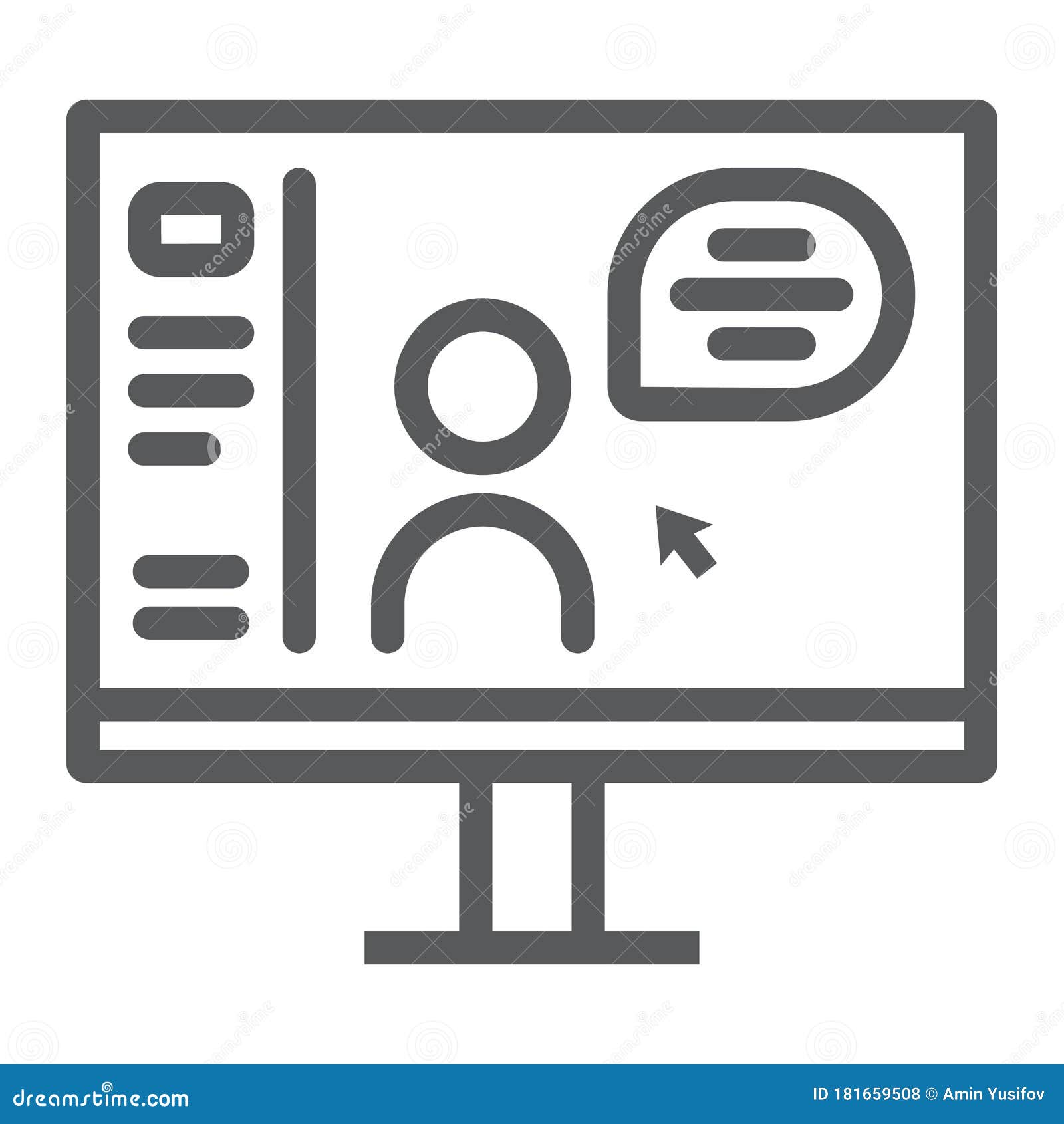 Online Course Line Icon, Education and School, Distance Education Sign ...