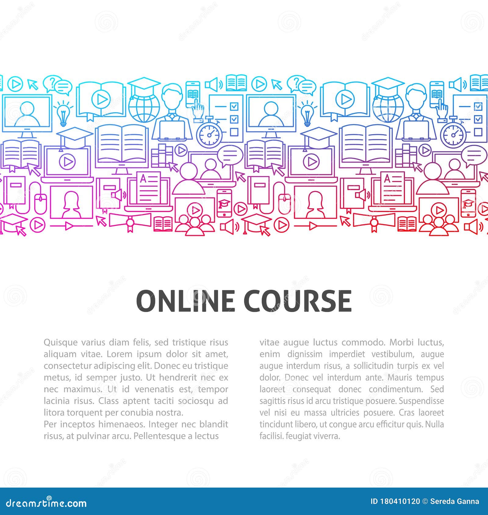 Online Course Line Template Stock Vector - Illustration of education ...