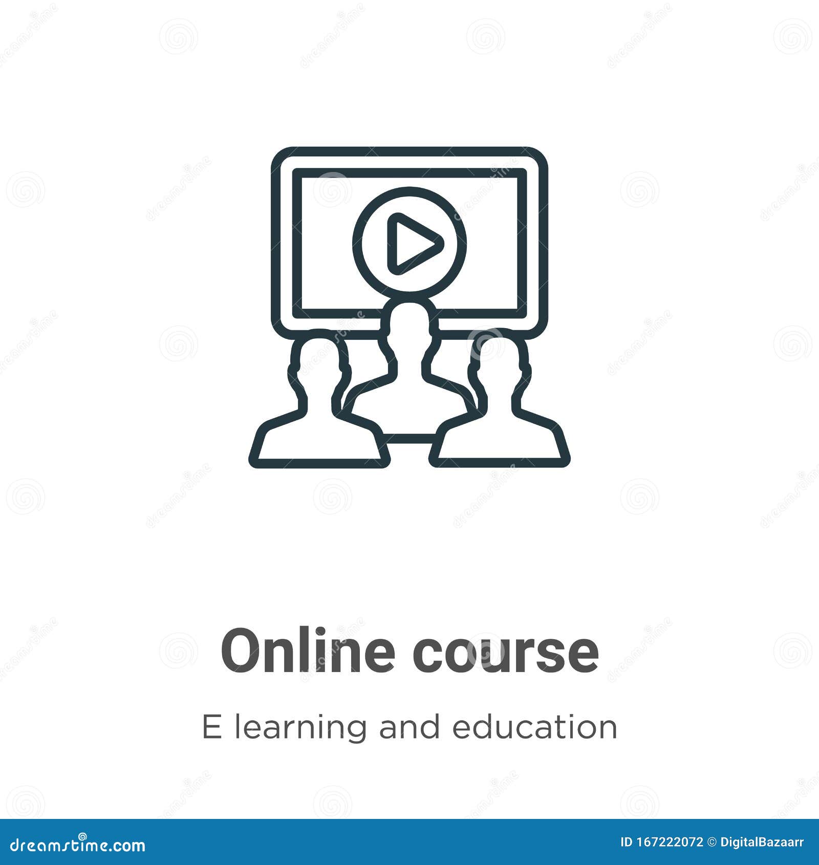Online Course Outline Vector Icon. Thin Line Black Online Course Icon ...