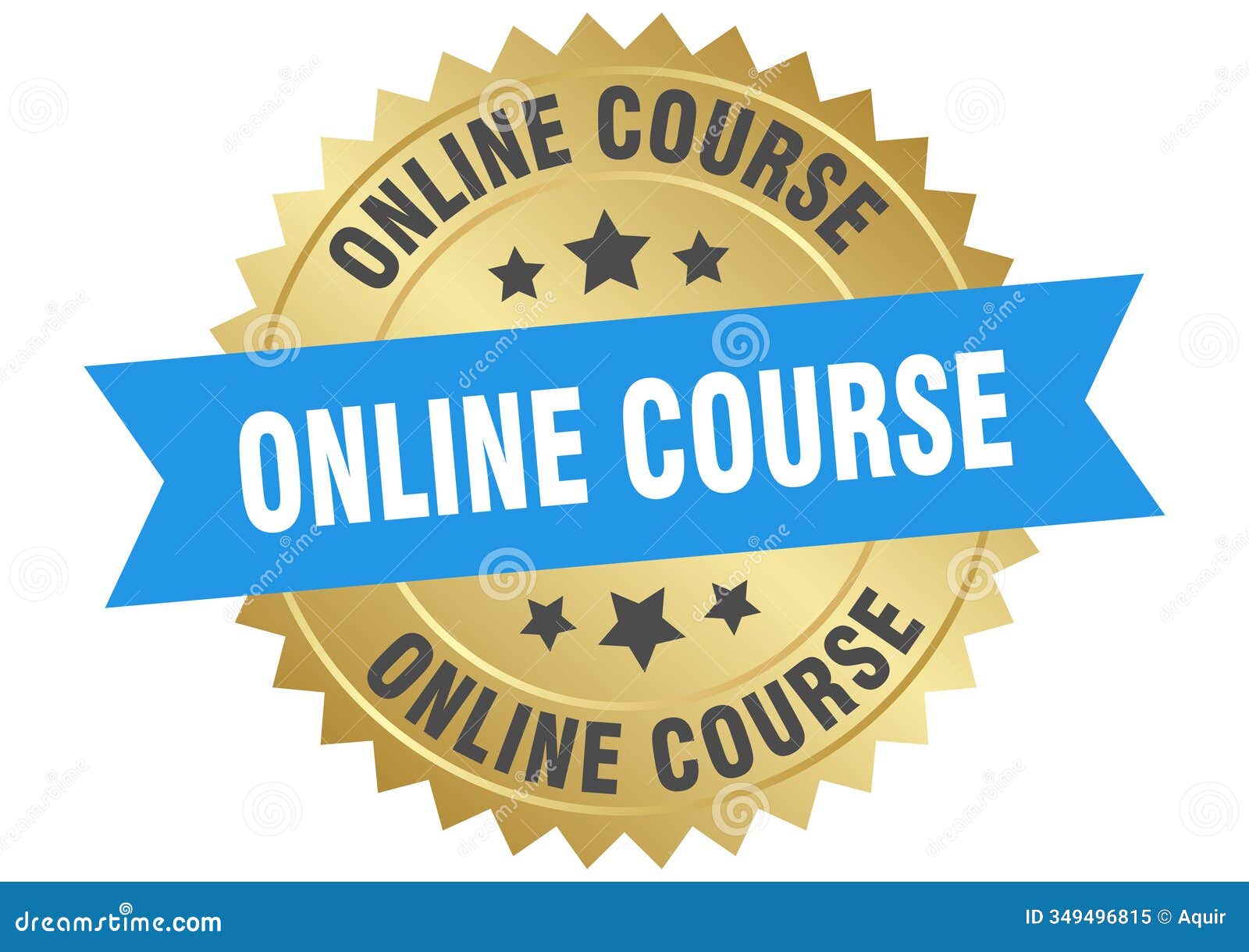 Online Course. Online Course Round Blue and Gold Label Isolated on ...