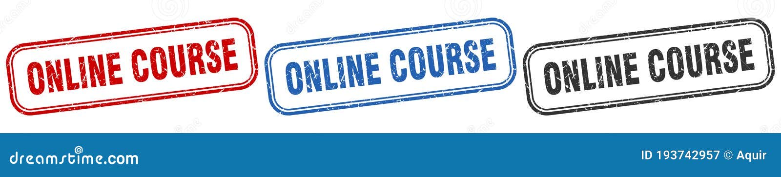 Online Course Square Isolated Sign Set. Online Course Stamp Stock ...