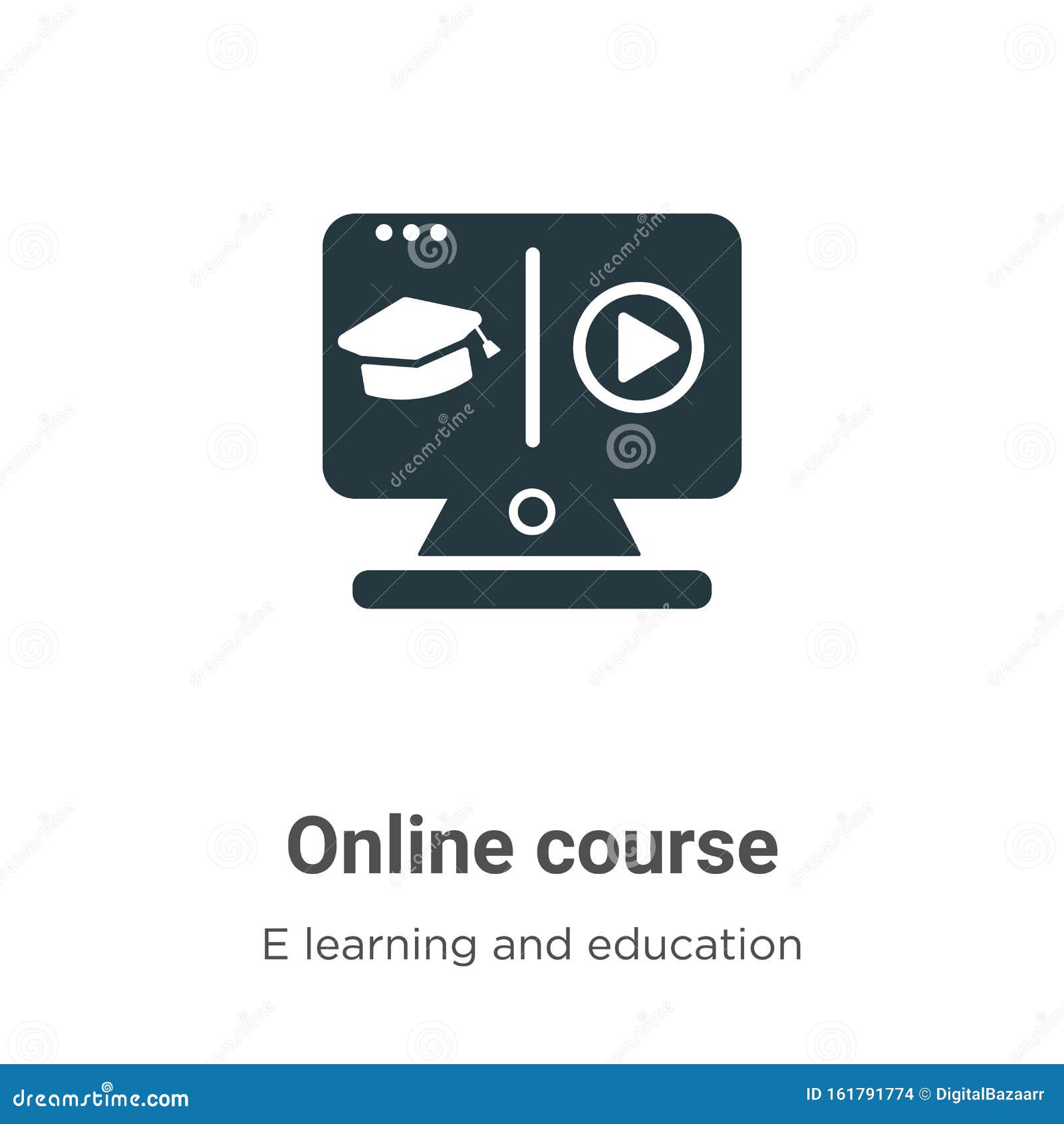 Online Course Vector Icon on White Background. Flat Vector Online ...