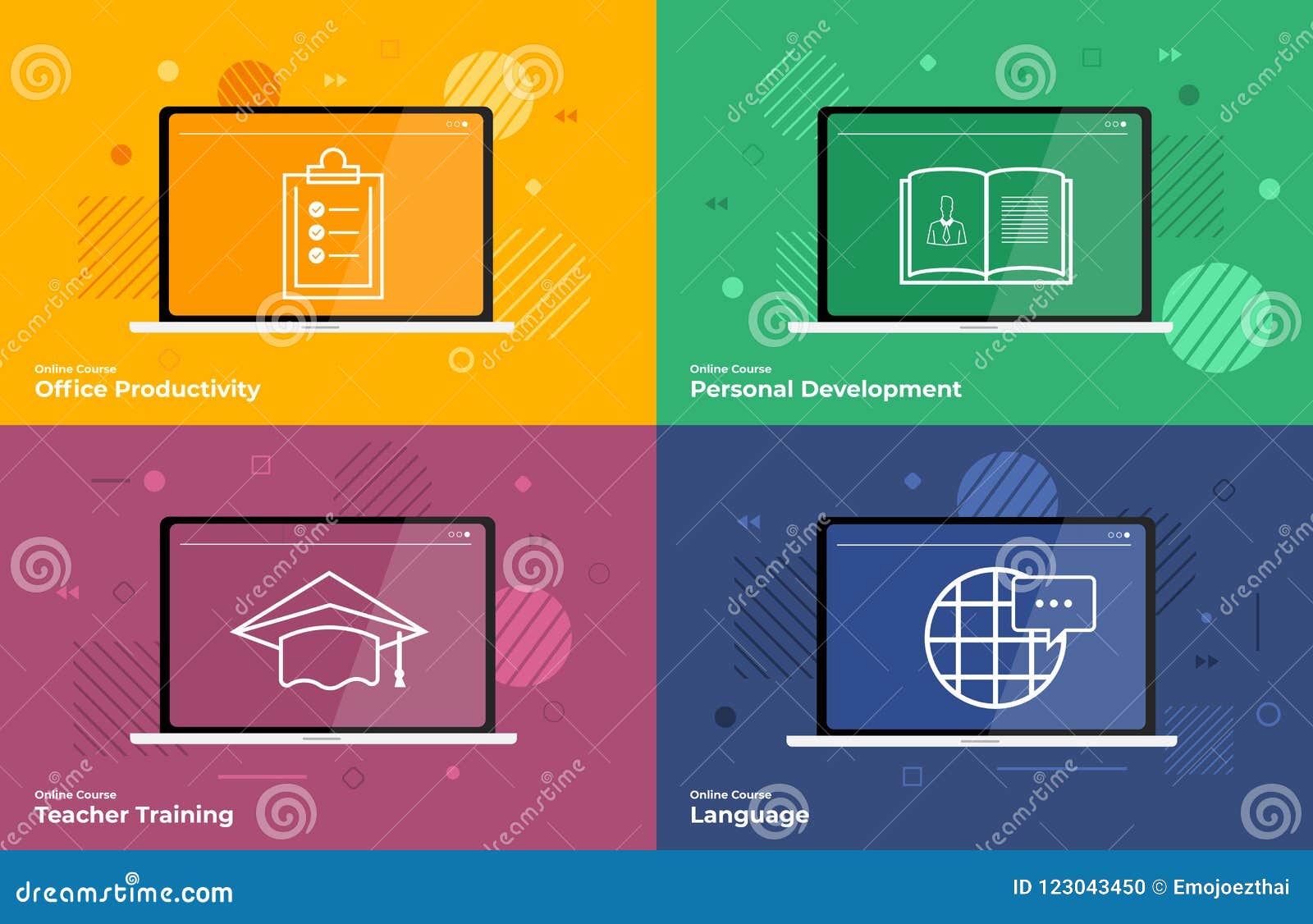 Online course vector set stock vector. Illustration of technology ...