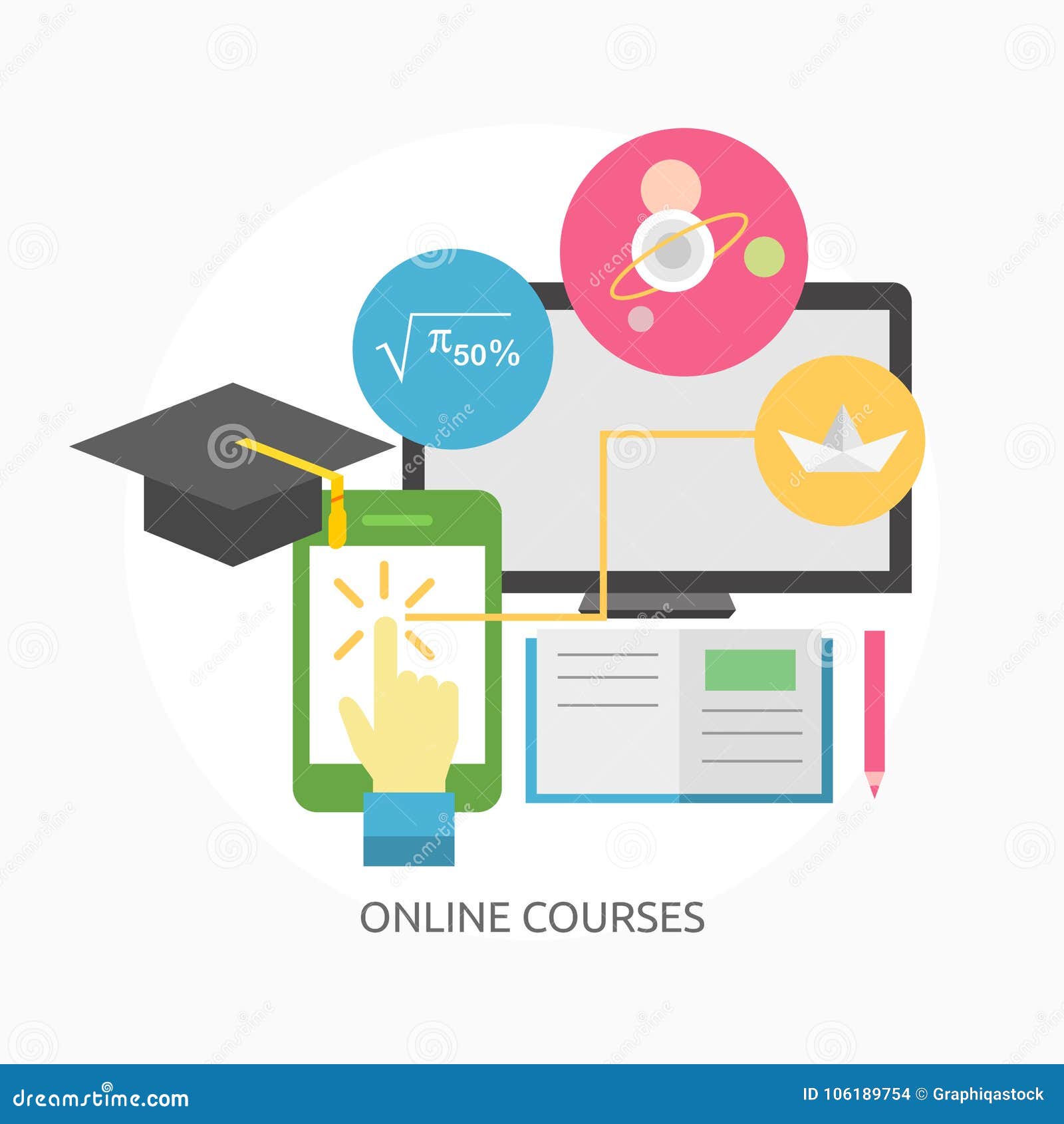 Online Courses Conceptual Design Stock Vector - Illustration of icon ...