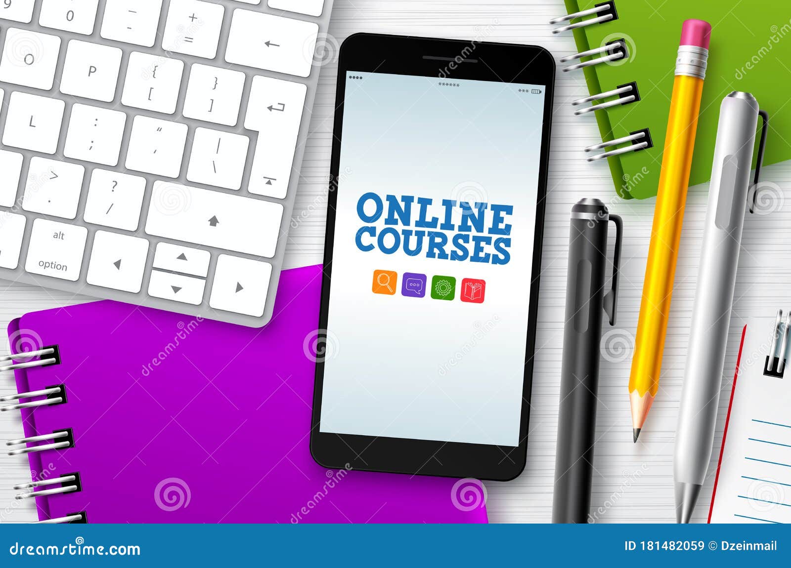 Online Courses Line Icons Collection. ELearning, Virtual, Distance ...