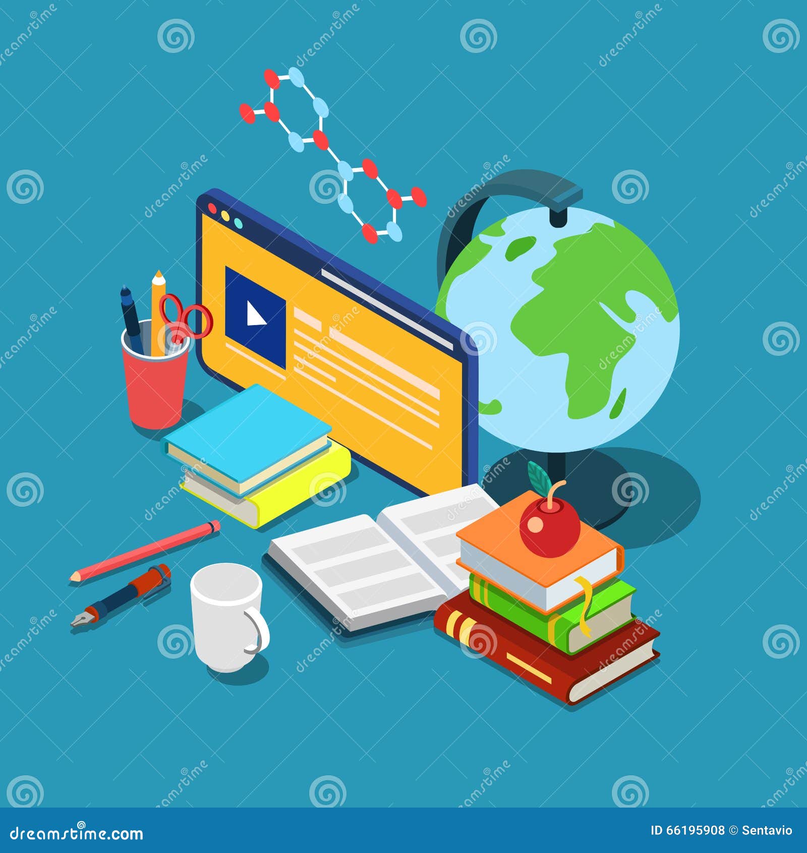 Online Courses Education Knowledge Flat 3d Isometric Vector Stock ...