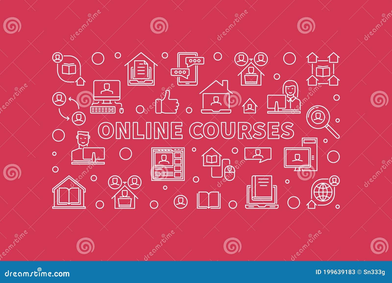Online Courses Outline Vector Concept Horizontal Illustration Stock ...