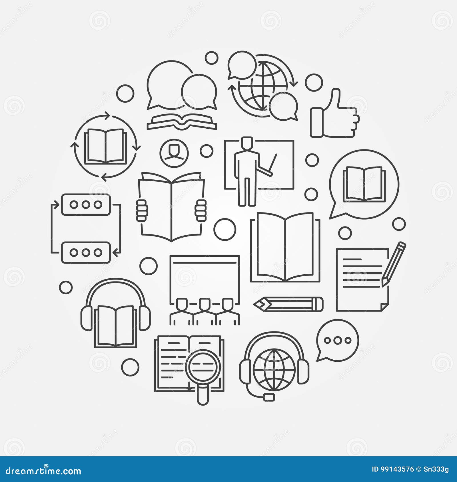 Online Courses Round Illustration Stock Vector - Illustration of round ...