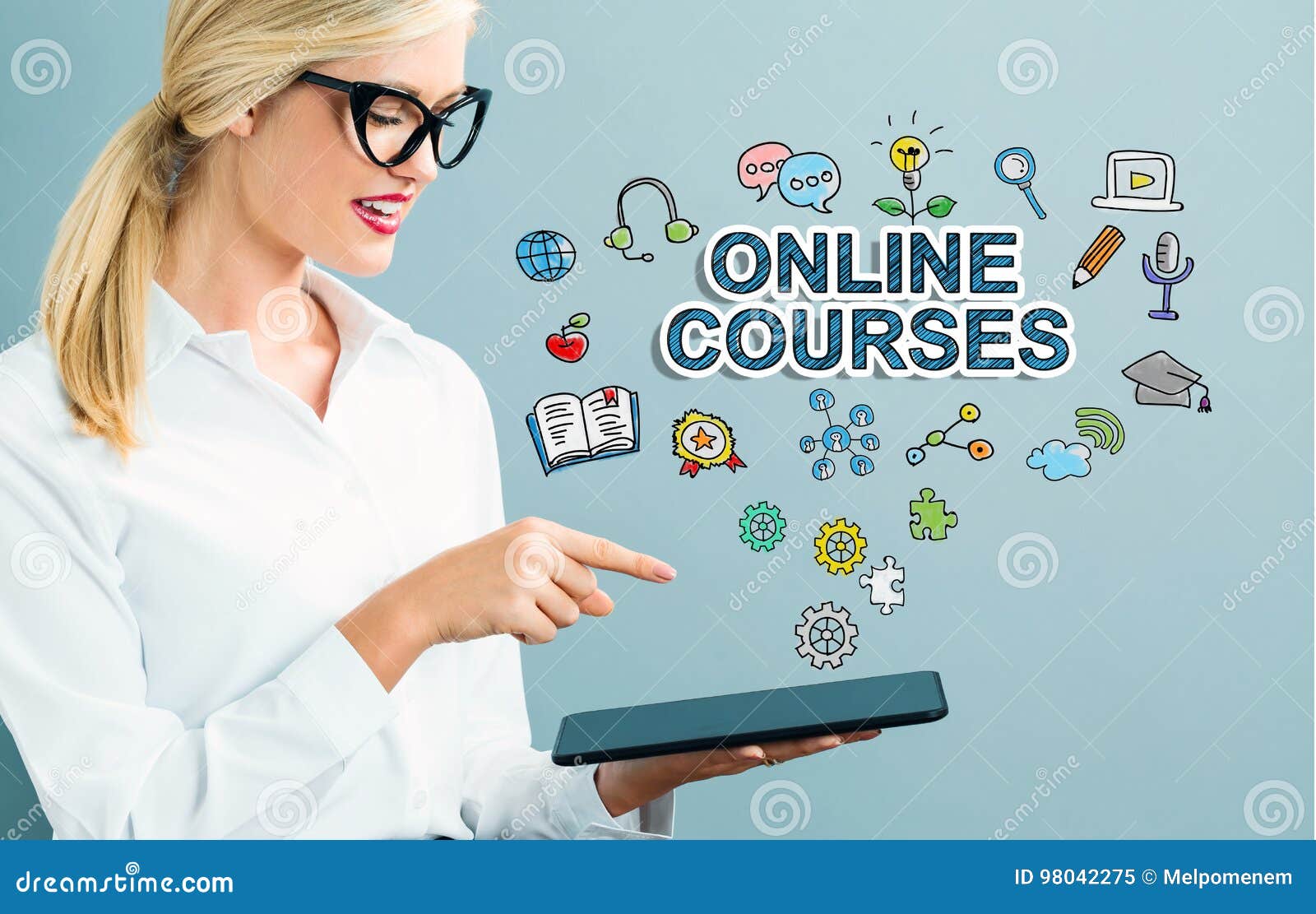 Online Courses Text with Business Woman Stock Image - Image of learn ...