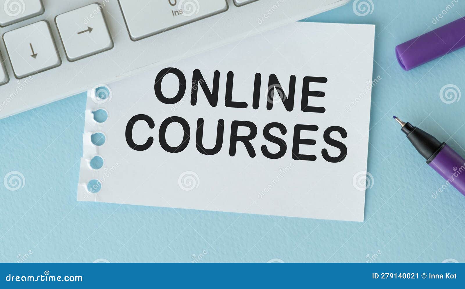 Online Courses. Text on White Paper Background Colour Pencils Stock ...