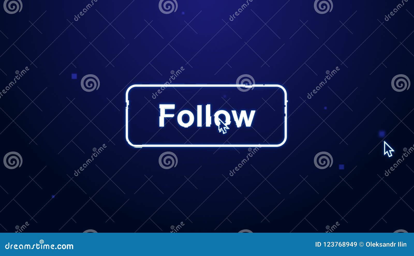 Follow button clicks stock video. Video of glitch, blue - 123768949