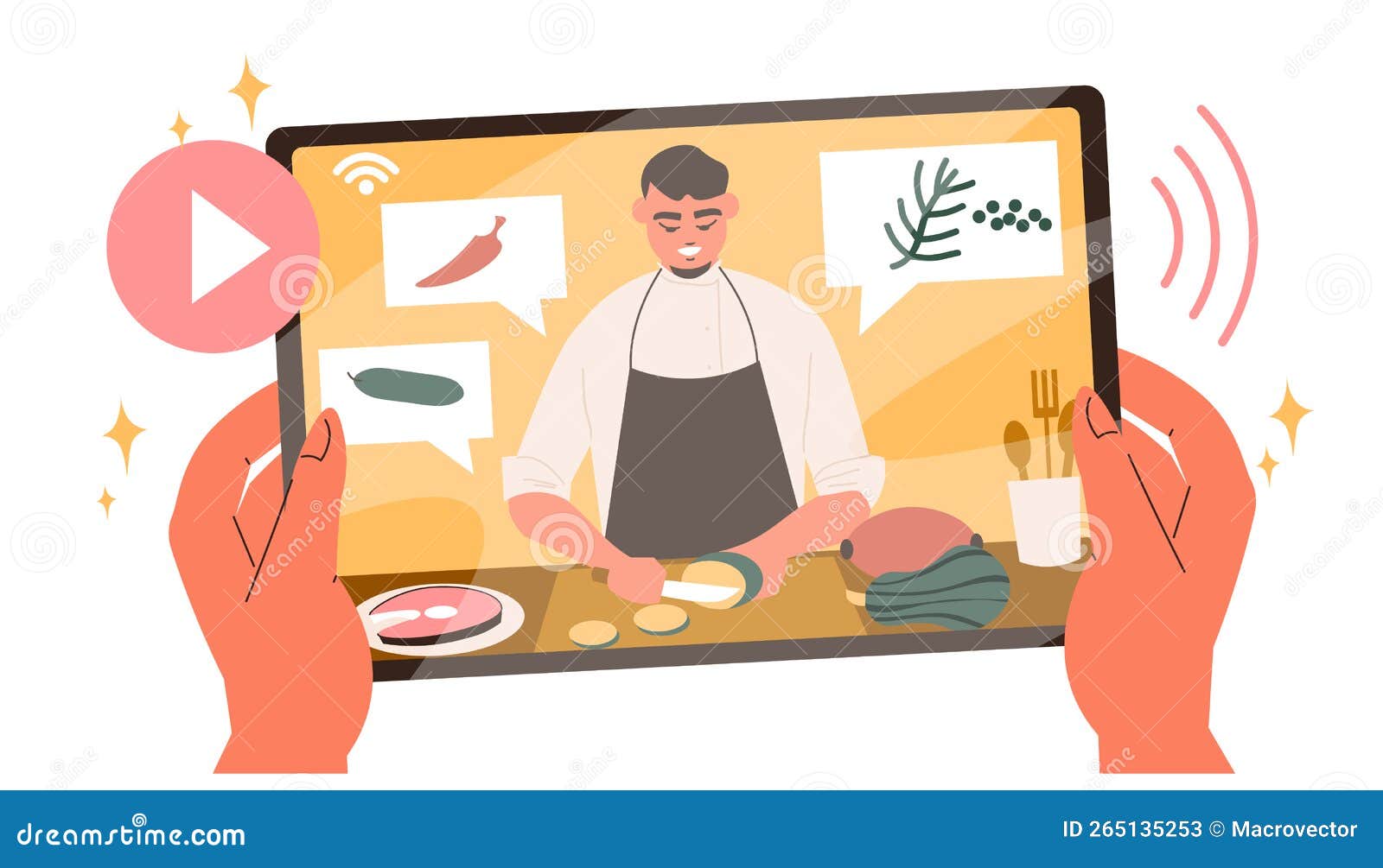 Online Culinary Classes Concept Stock Vector - Illustration of occupation, bakery: 265135253