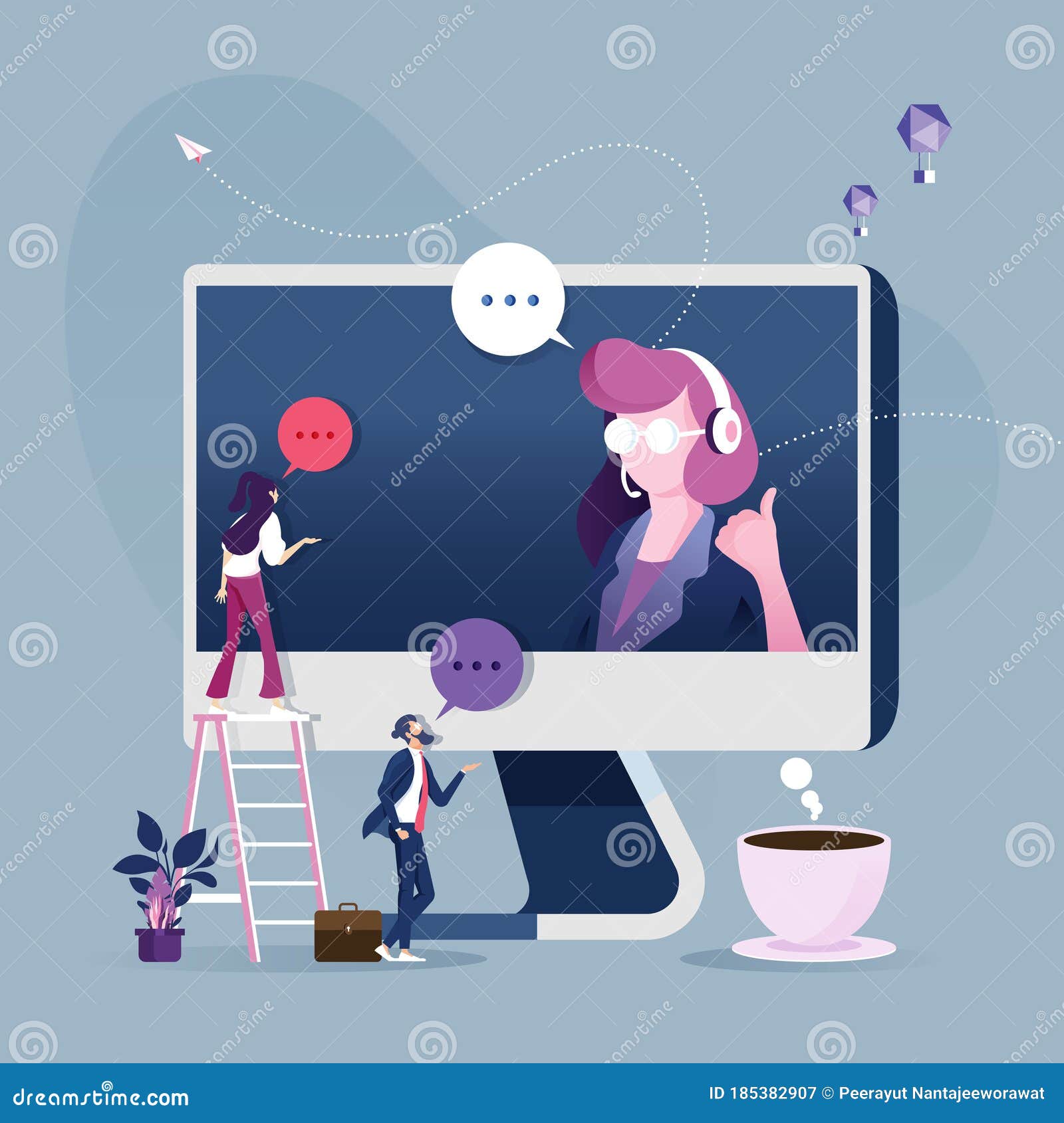 Online Customer Service Concept-Customer Service Operators with ...