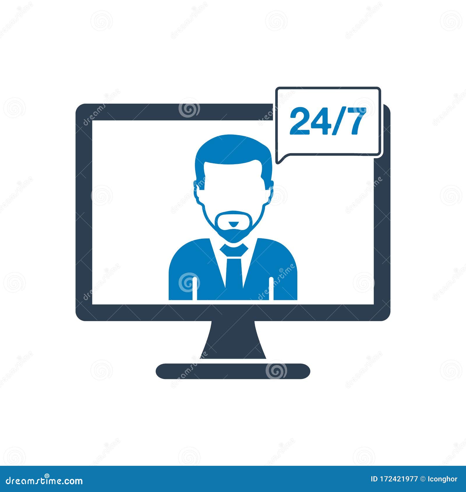 24/7 Online Customer Service Icon. Stock Vector - Illustration of ...