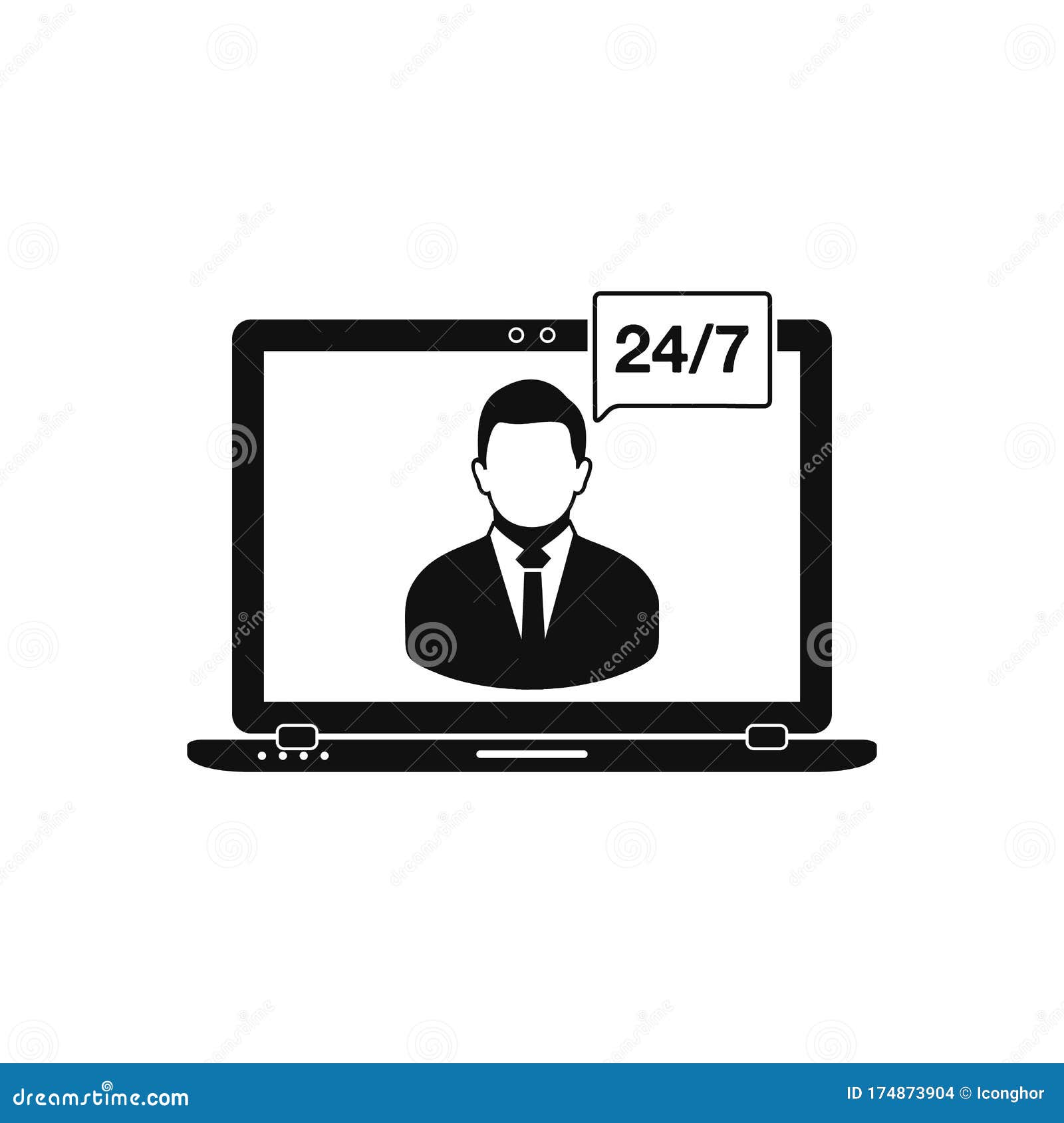 24/7 Online Customer Service Icon. Stock Vector - Illustration of ...