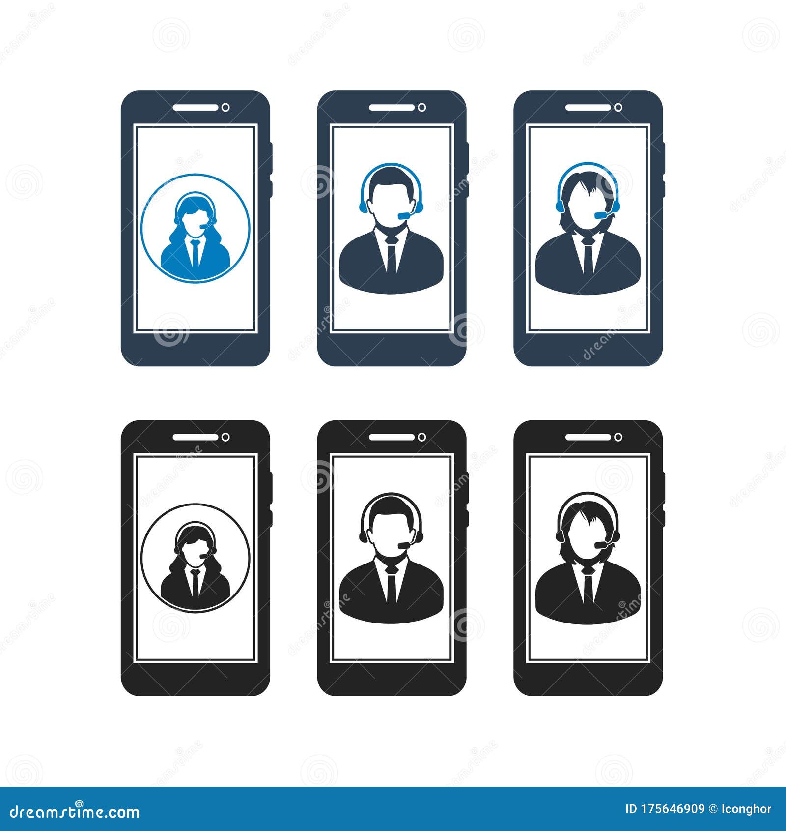 Online Customer Service Icon Set. Stock Vector - Illustration of ...