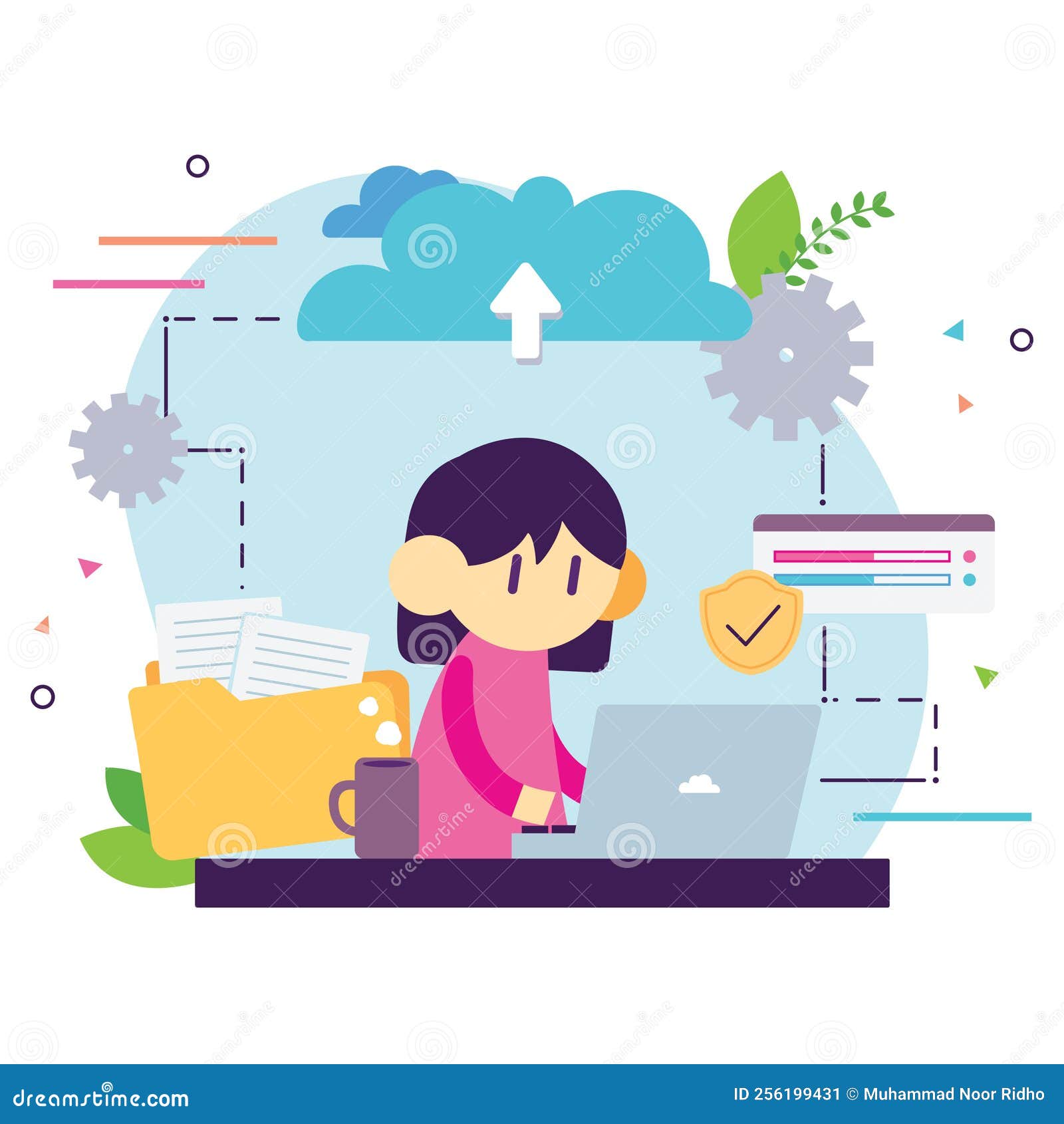 Online Data Manager Vector Illustration Stock Vector - Illustration of ...