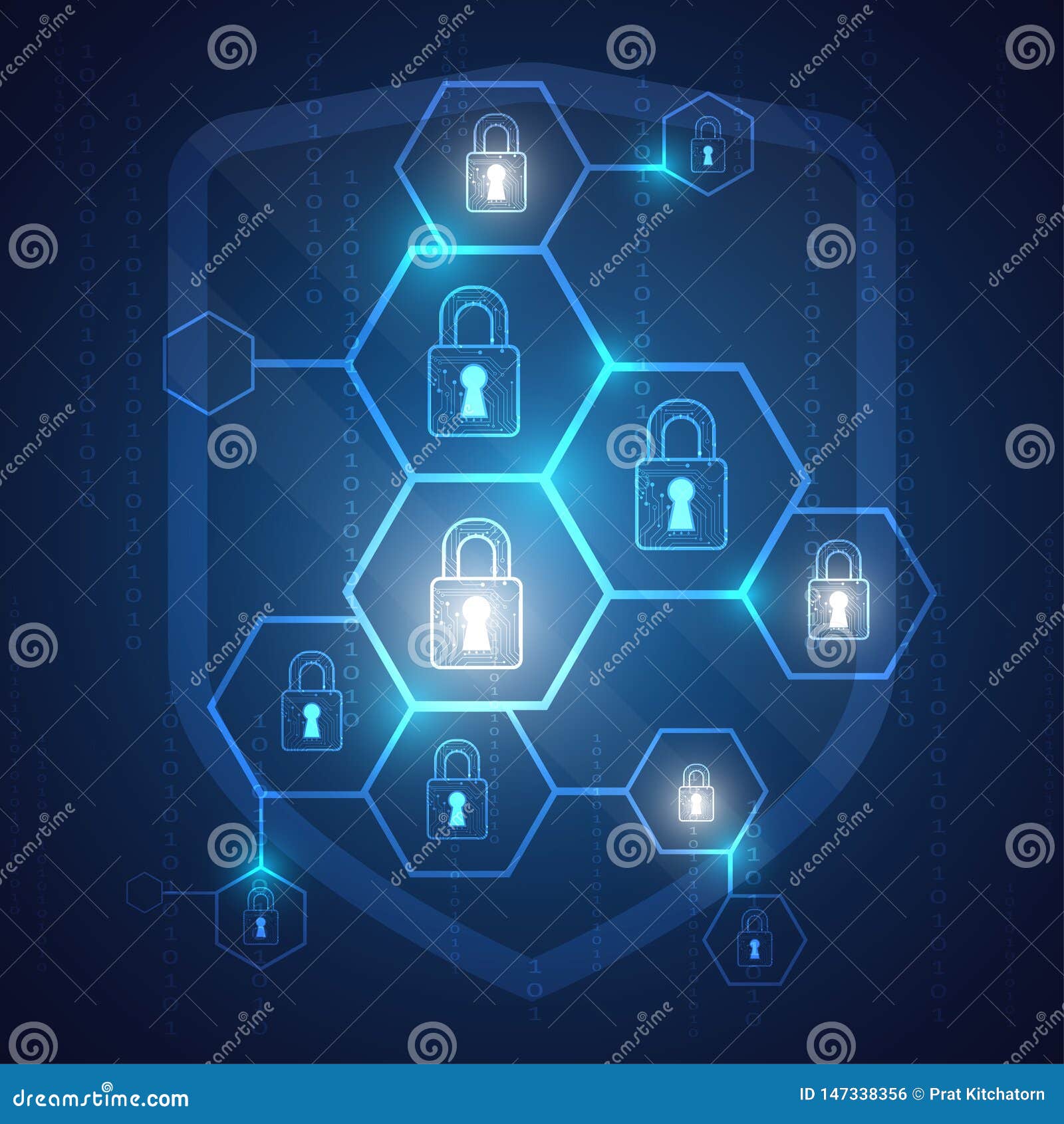 Online Data Protection Shield Stock Vector - Illustration of virtual ...