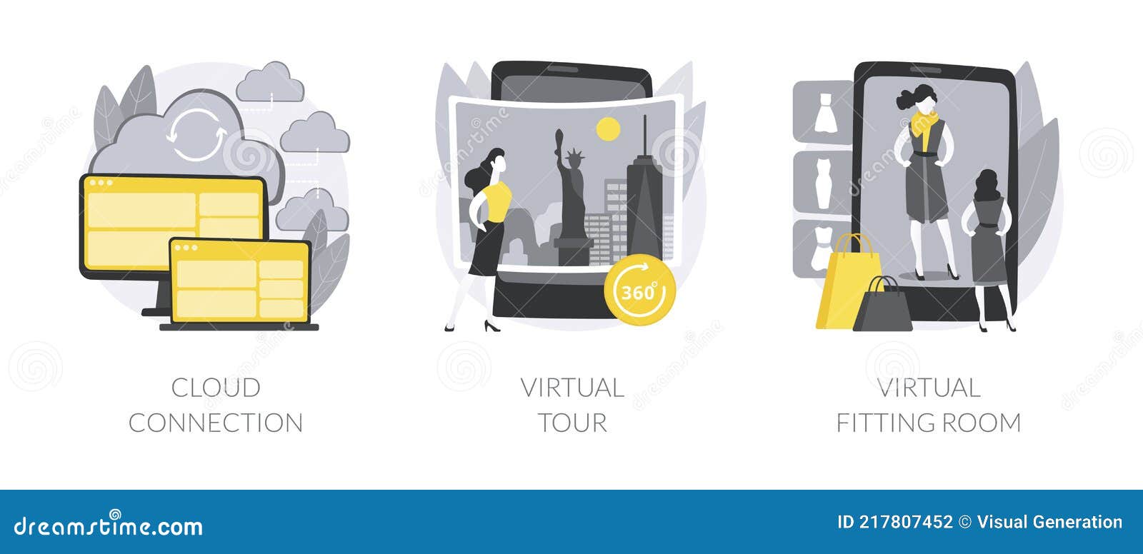 Online Data Transfer and Virtual Experience Abstract Concept Vector ...