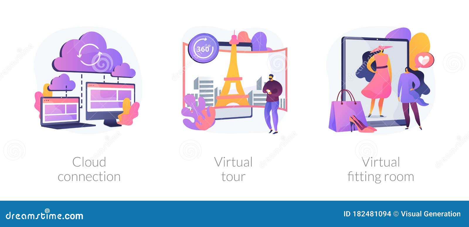 Online Data Transfer and Virtual Experience Abstract Concept Vector ...