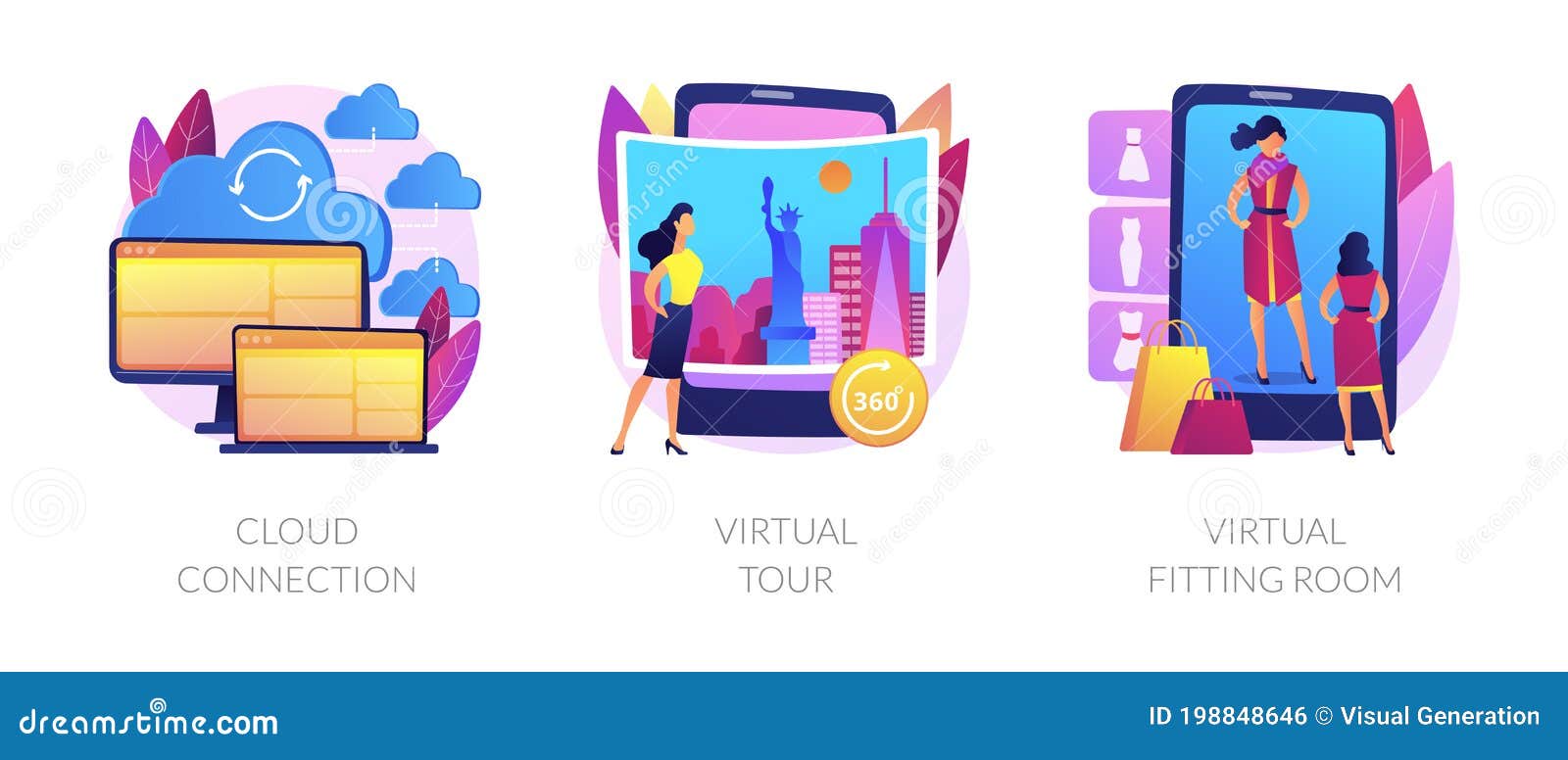 Online Data Transfer and Virtual Experience Abstract Concept Vector ...