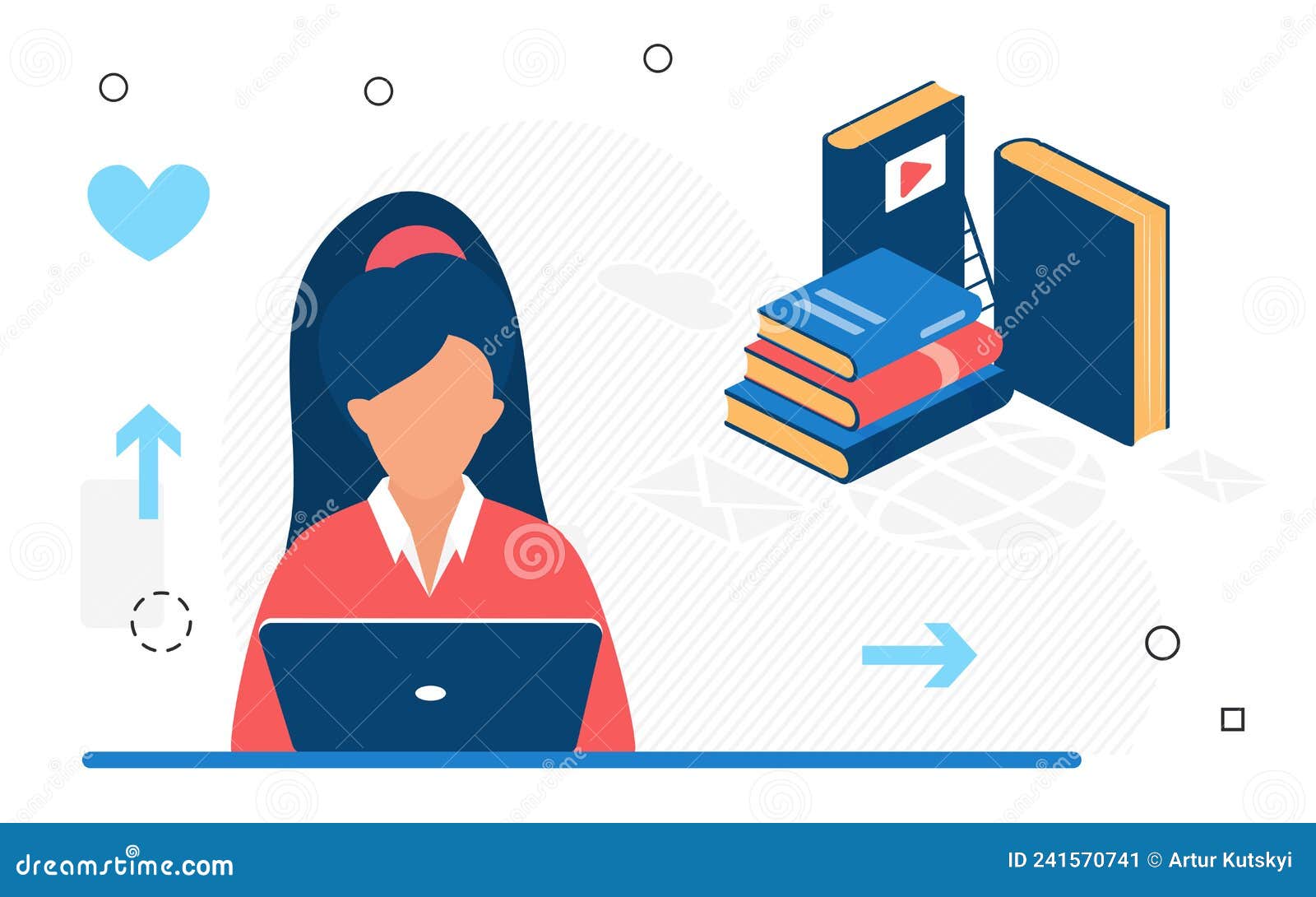 Online Database of Digital Books and Educational Materials Stock Vector ...