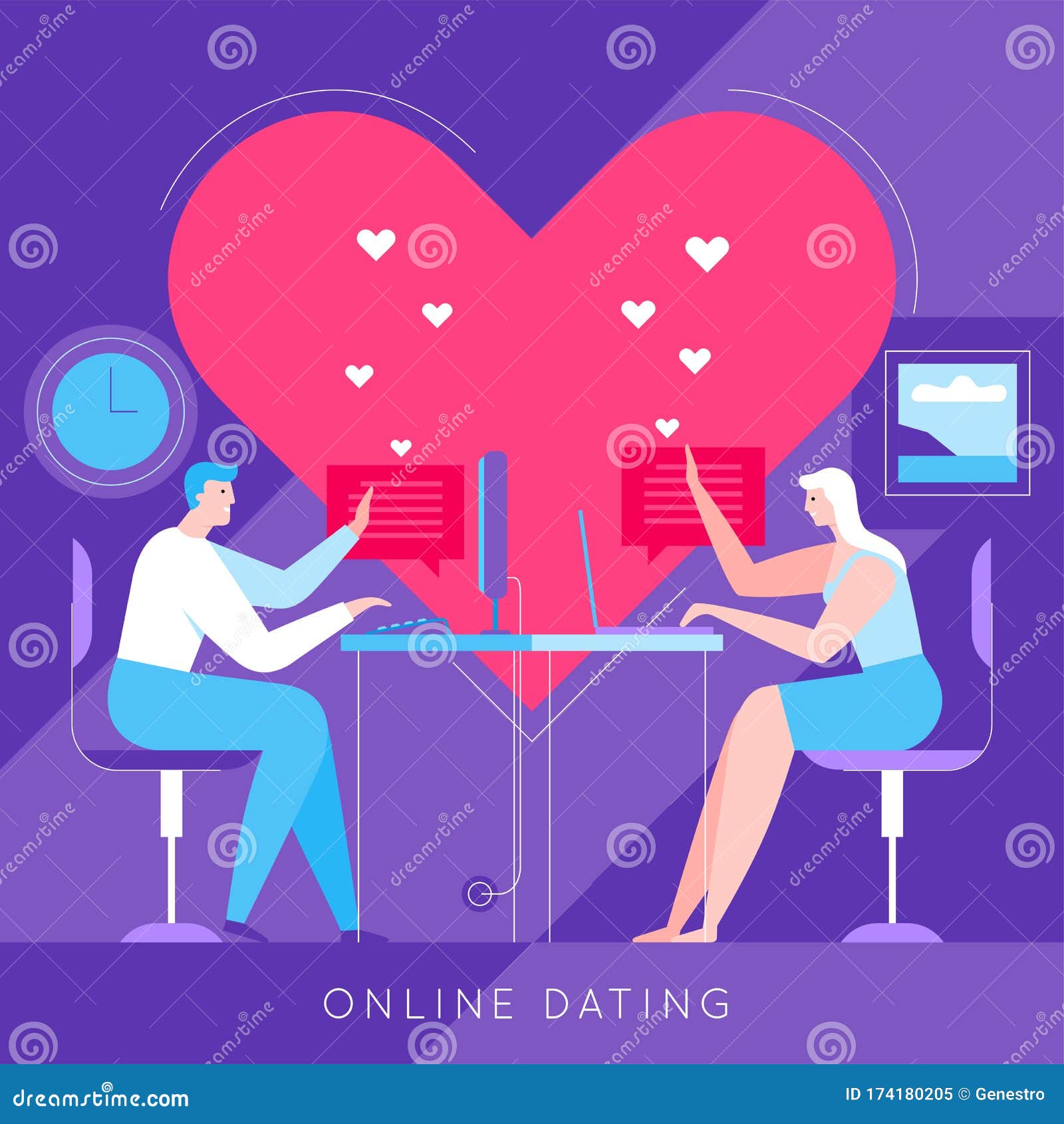 Online dating concept stock vector. Illustration of online - 174180205