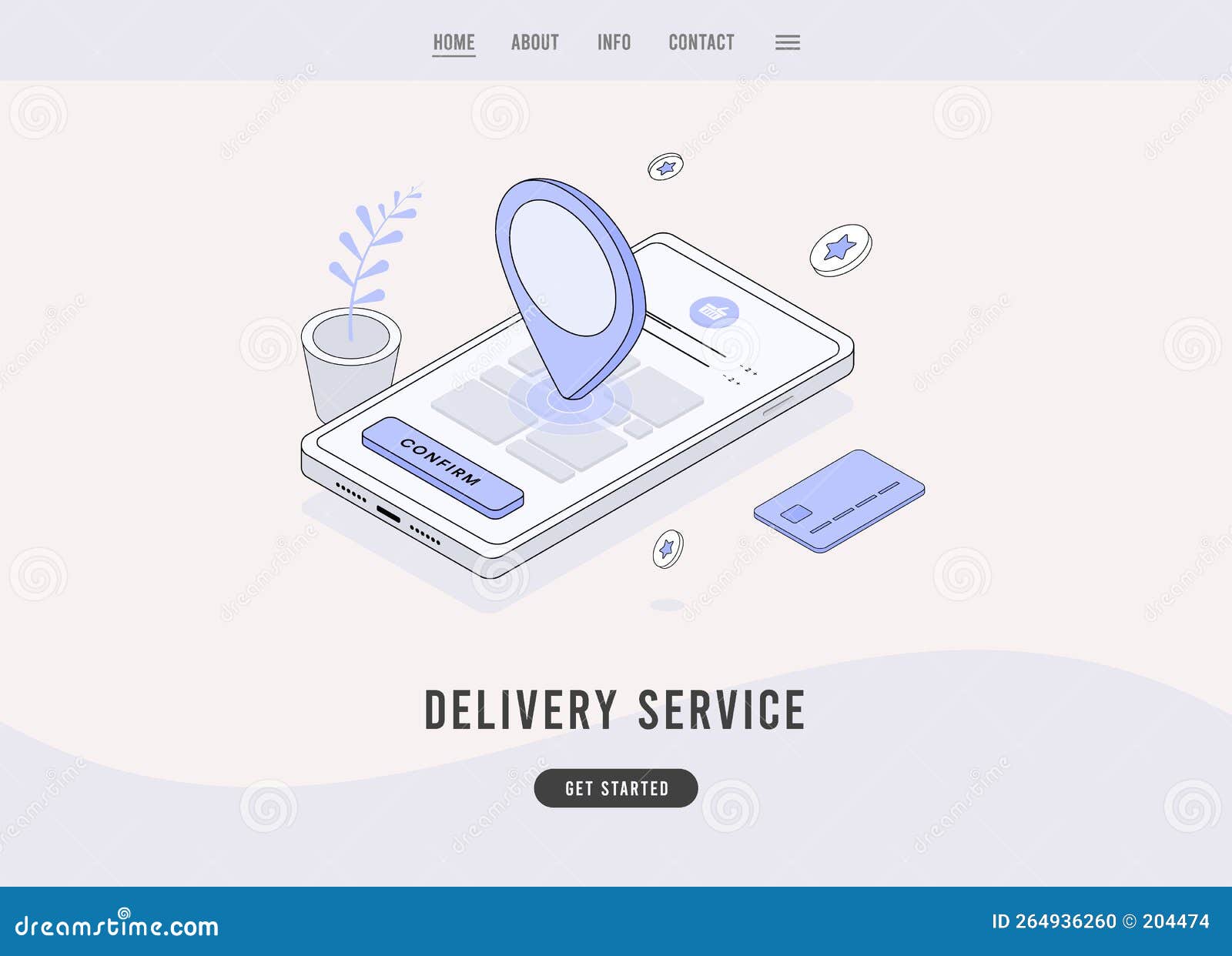 Online Delivery Service E-commerce Concept. Smartphone with Delivery ...
