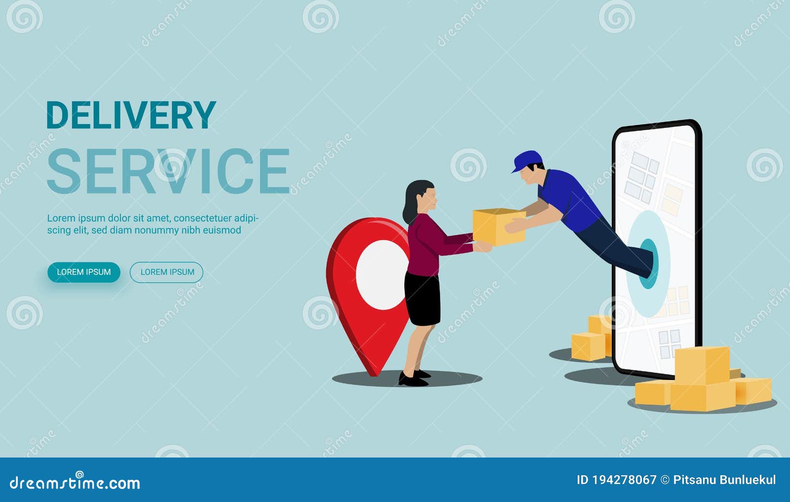 Online Delivery Service Landing Page Banner Stock Vector - Illustration ...