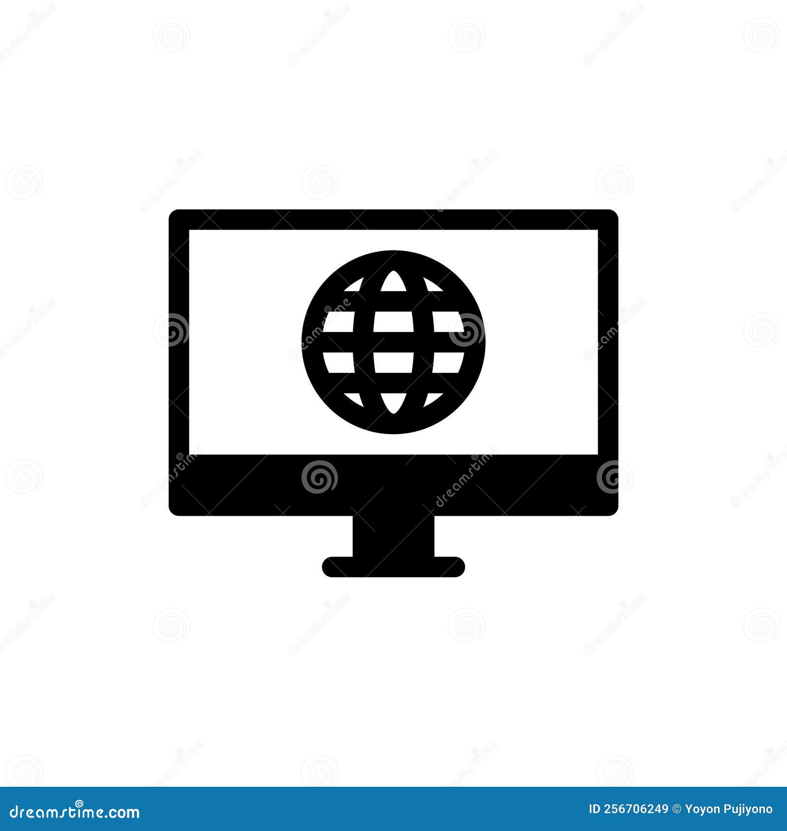 Online Desktop Icon with Monitor and Globe Stock Vector - Illustration ...