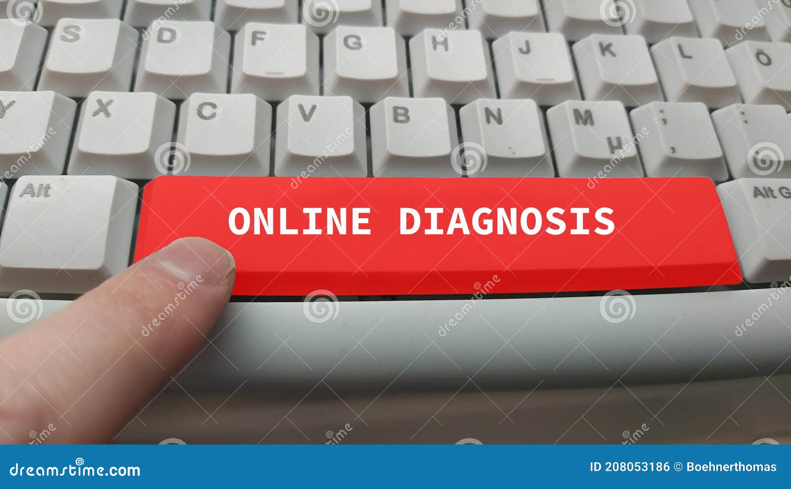 Online Diagnosis on Red Button of a Keyboard Stock Photo - Image of ...